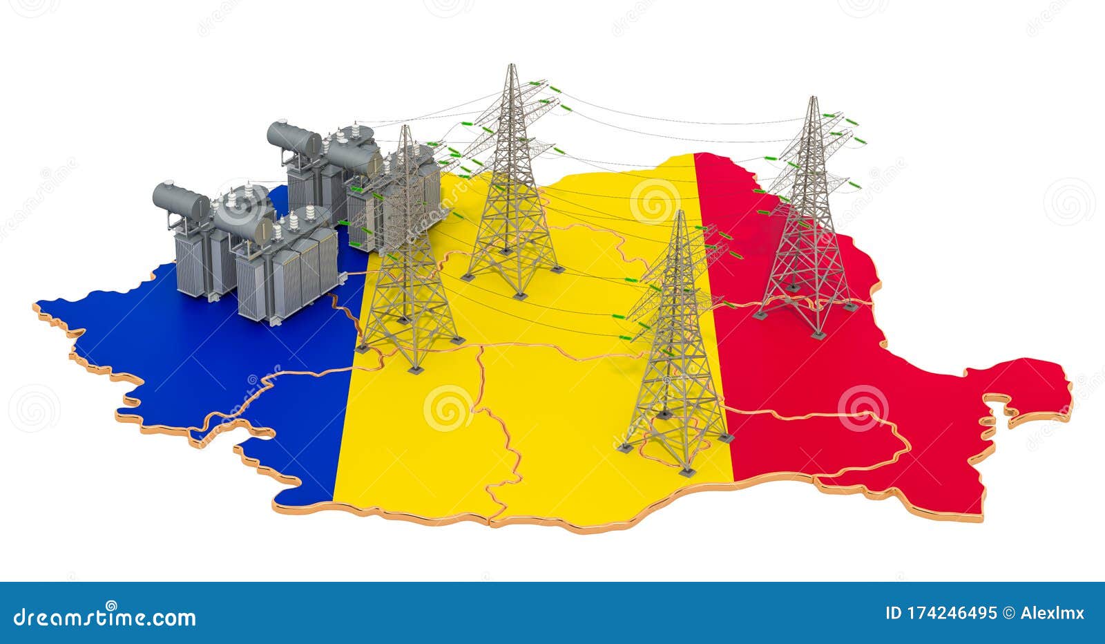 Electrical Substations In Iran, 3D Rendering Stock Photo ...