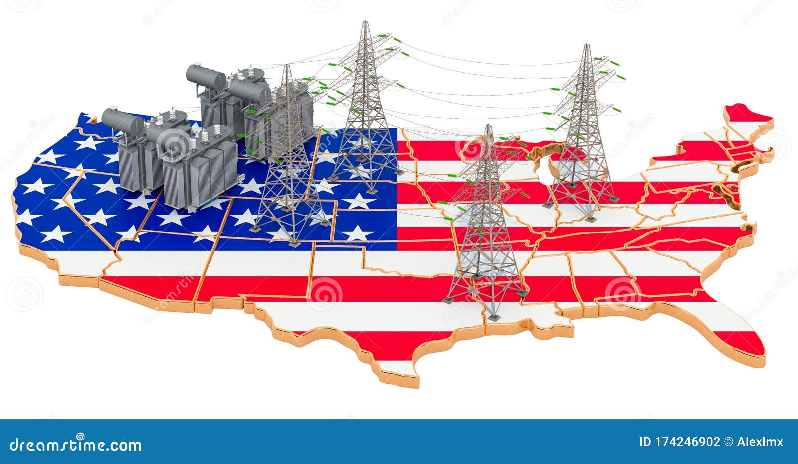 Electrical Substations in the United States, 3D Rendering Stock ...