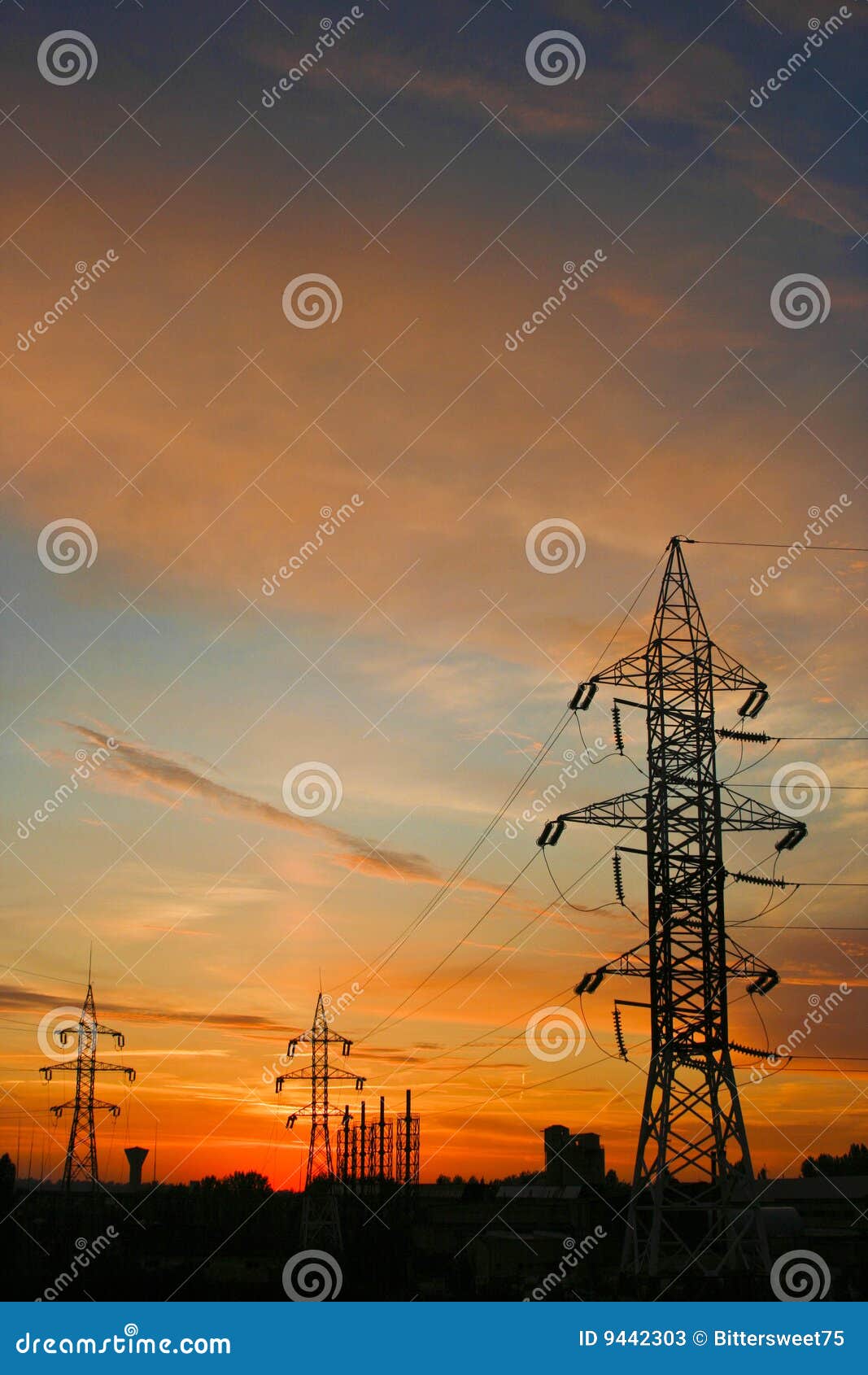 Electrical sunset stock image. Image of electric, colors - 9442303