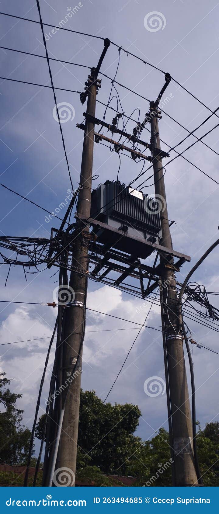 Electric Tower for Power Support in Electrical City Stock Image - Image ...