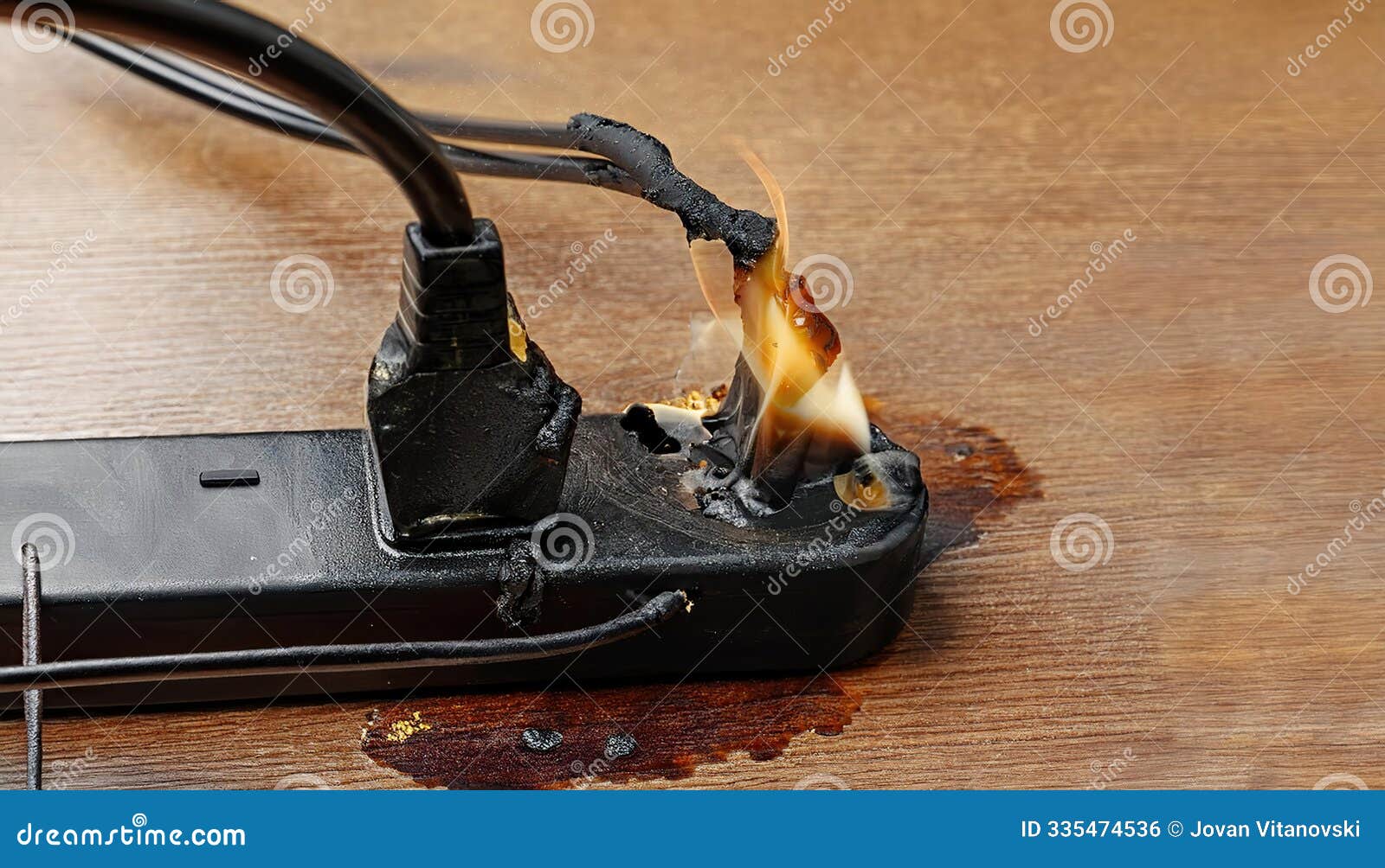 Electrical Surge Protector with Fire Hazard from Overloaded Outlet ...