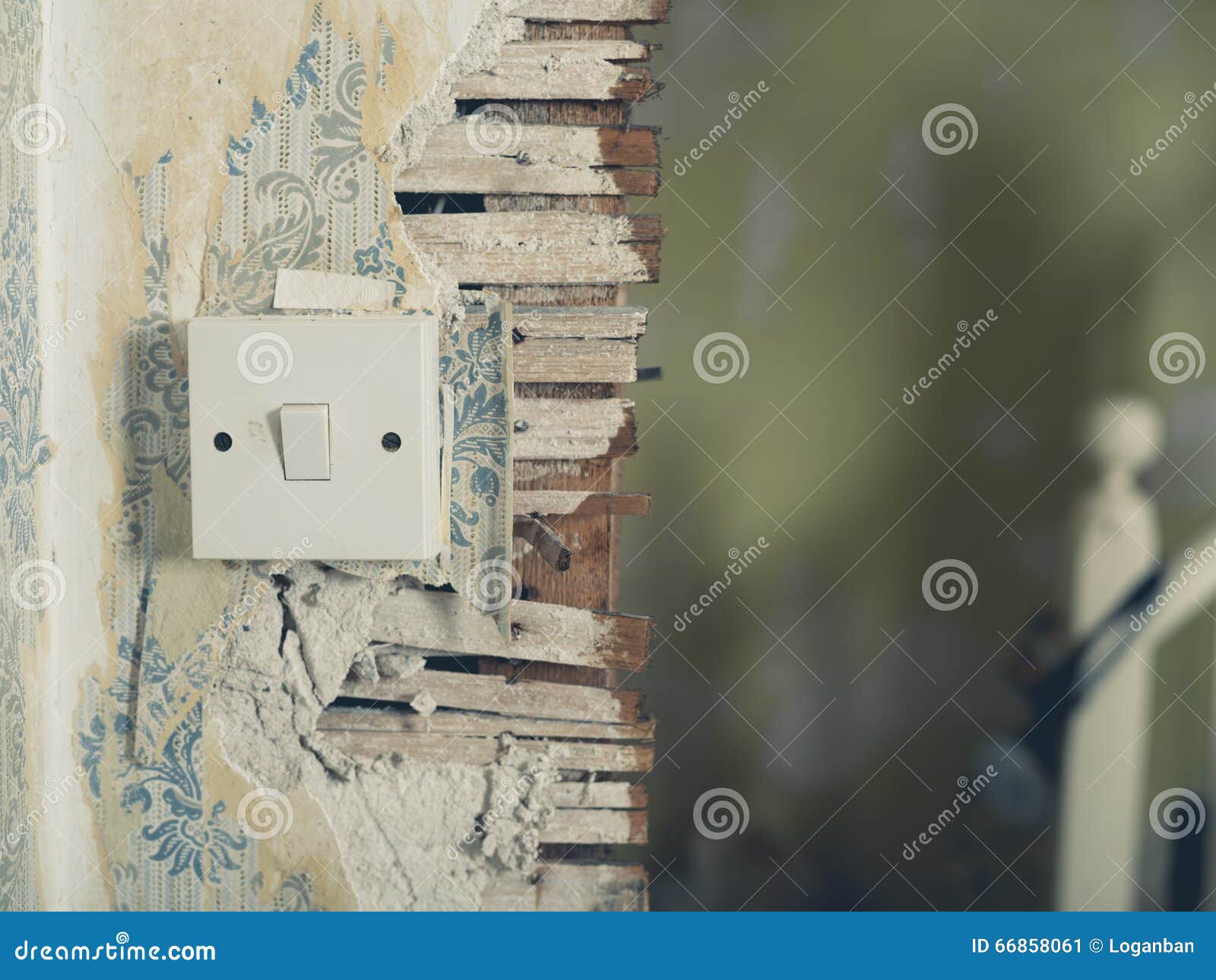Electrical Switch on Broken Down Wall Stock Image - Image of ...