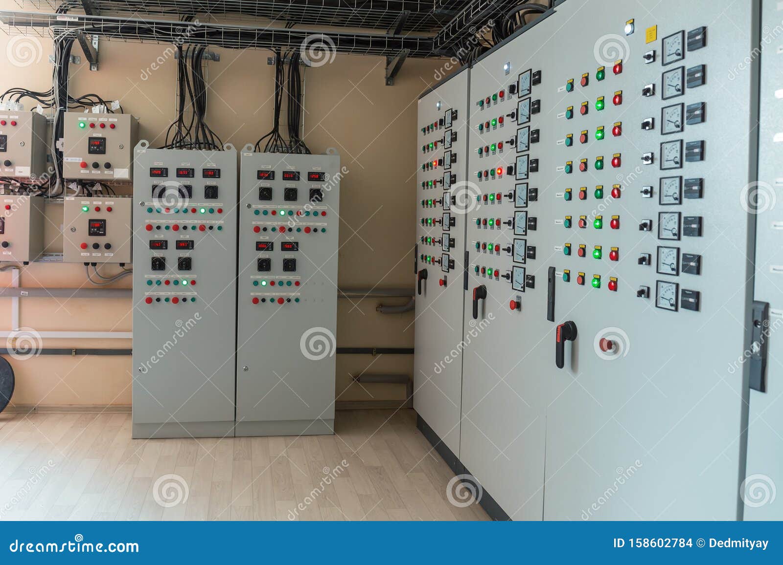 Electrical Switch Gear Cabinets, Control Panels in Factory Stock Photo ...