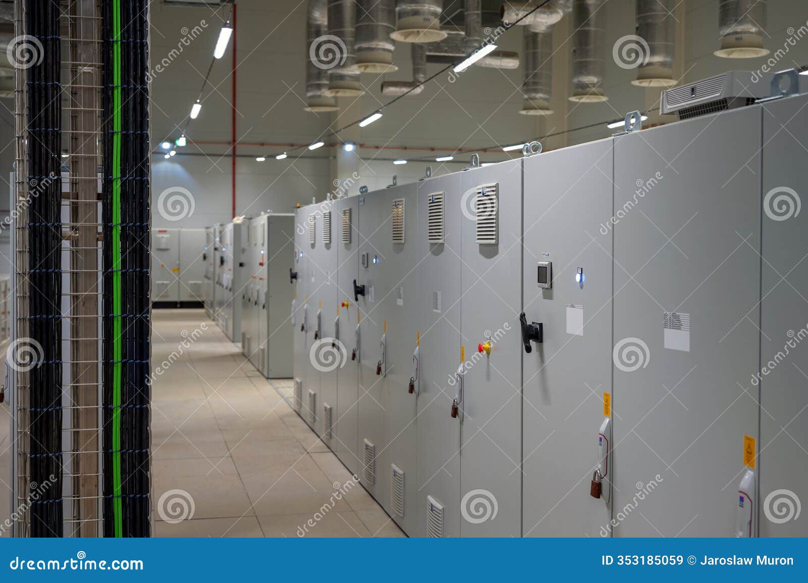 Electrical Switch Gear Cabinets Inside Medium Voltage Room Stock Image ...
