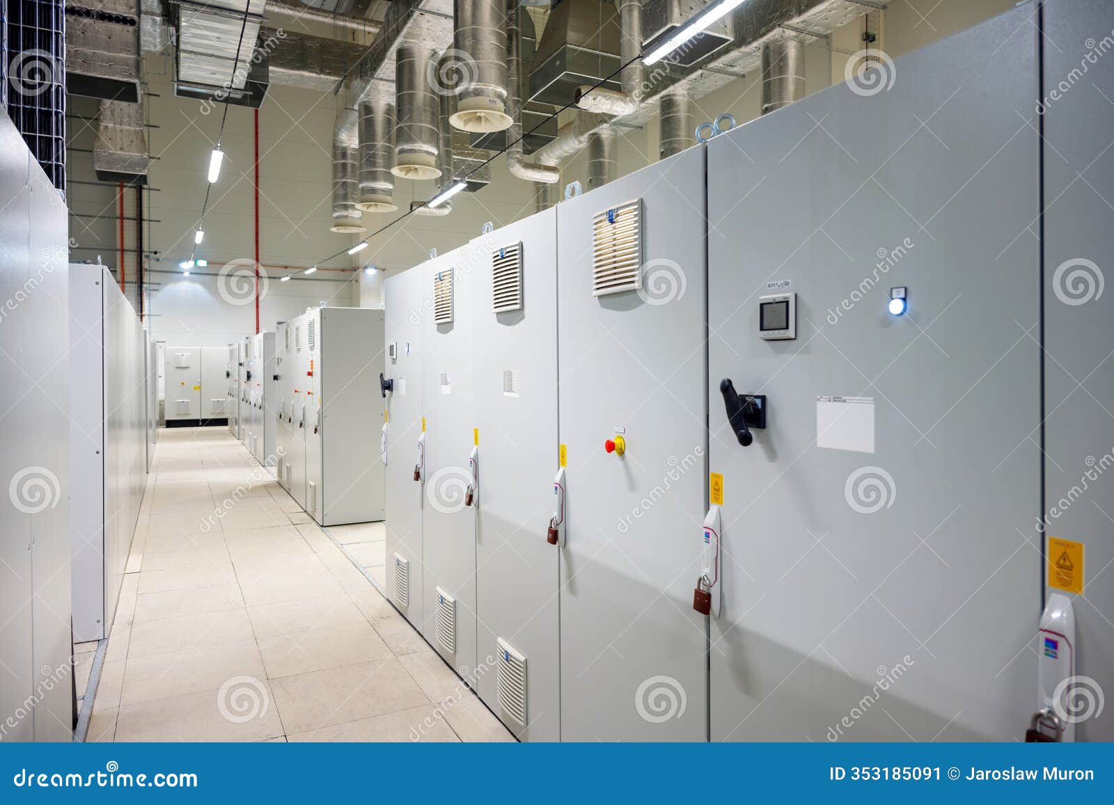 Electrical Switch Gear Cabinets Inside Medium Voltage Room Stock Image ...