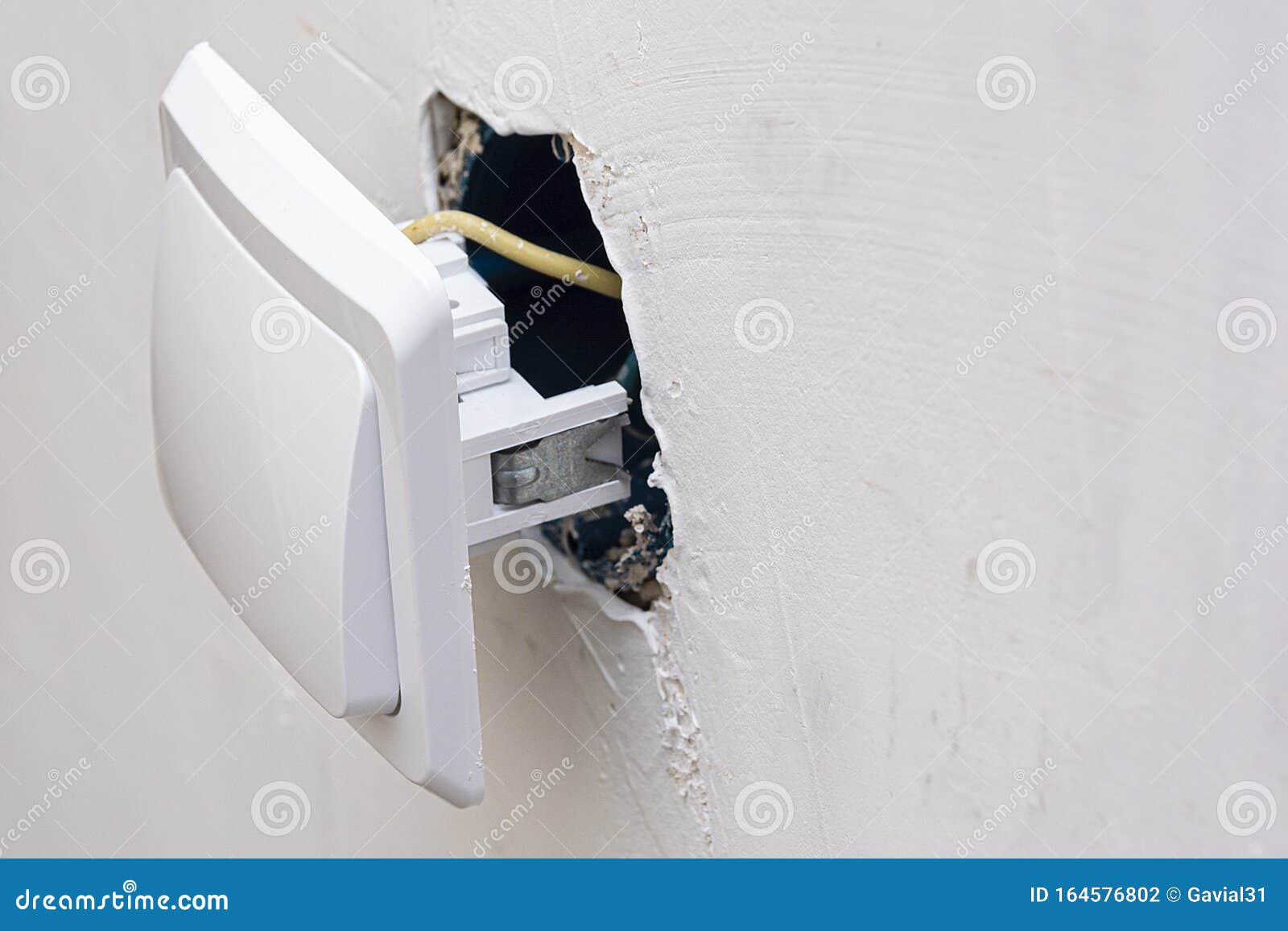 Electrical Switch during Installation. Close-up Switch on the ...