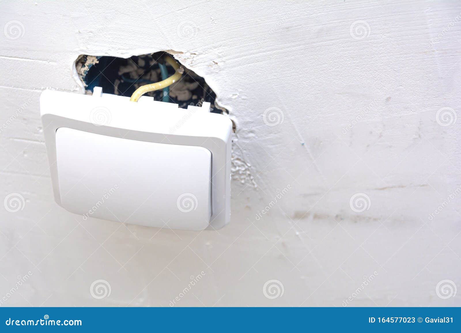 Electrical Switch during Installation. Close-up Switch on the ...