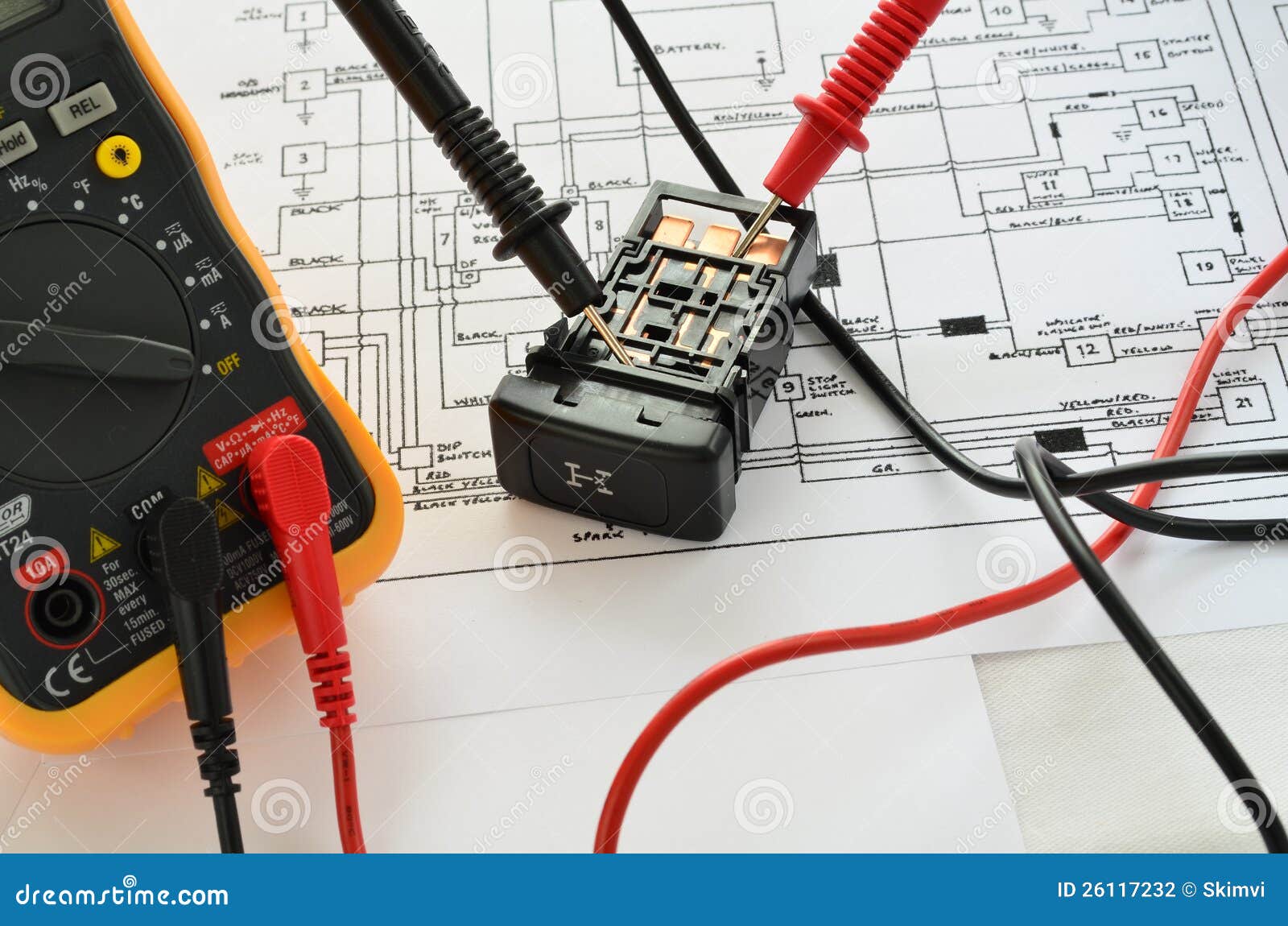 Electrical Switch and Multimeter Stock Photo - Image of measuring ...