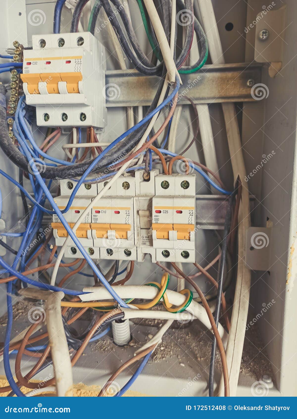 Electrical Switchboard with Chaotically Scattered Wires Stock Photo ...