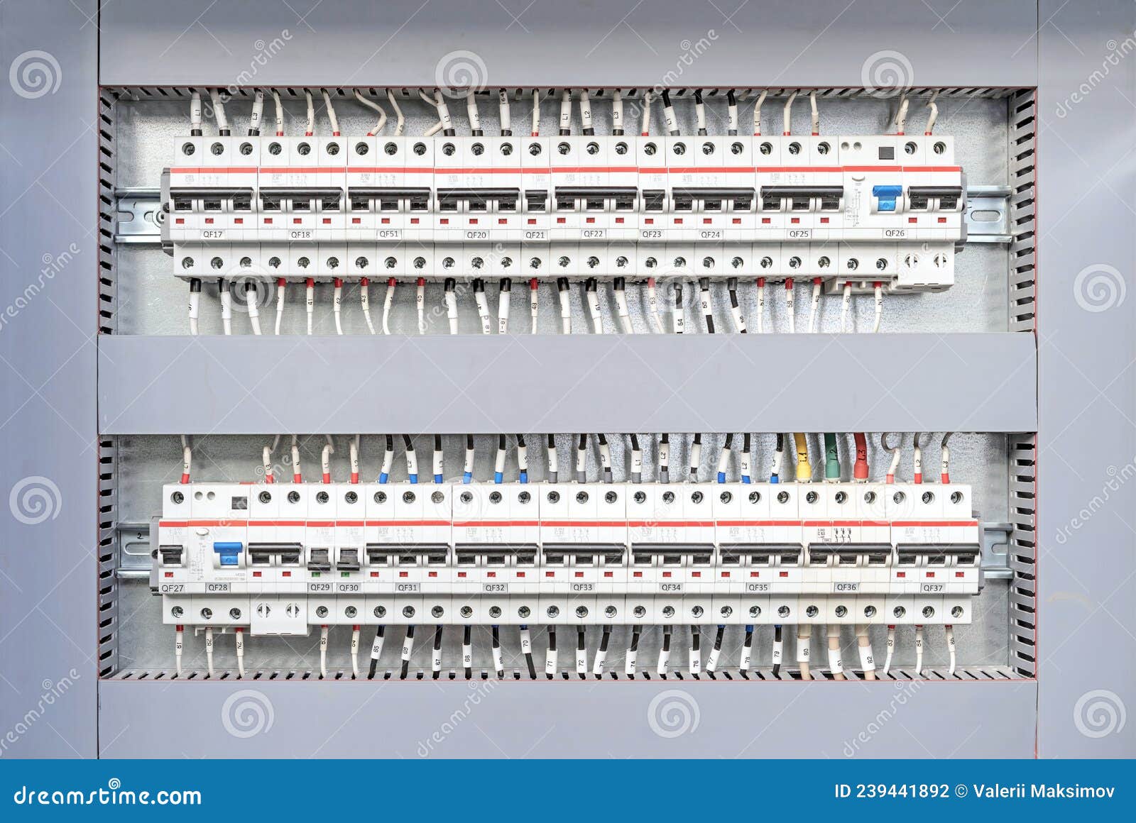 Electrical Switchboard with Different Colored Wires and Sensors ...