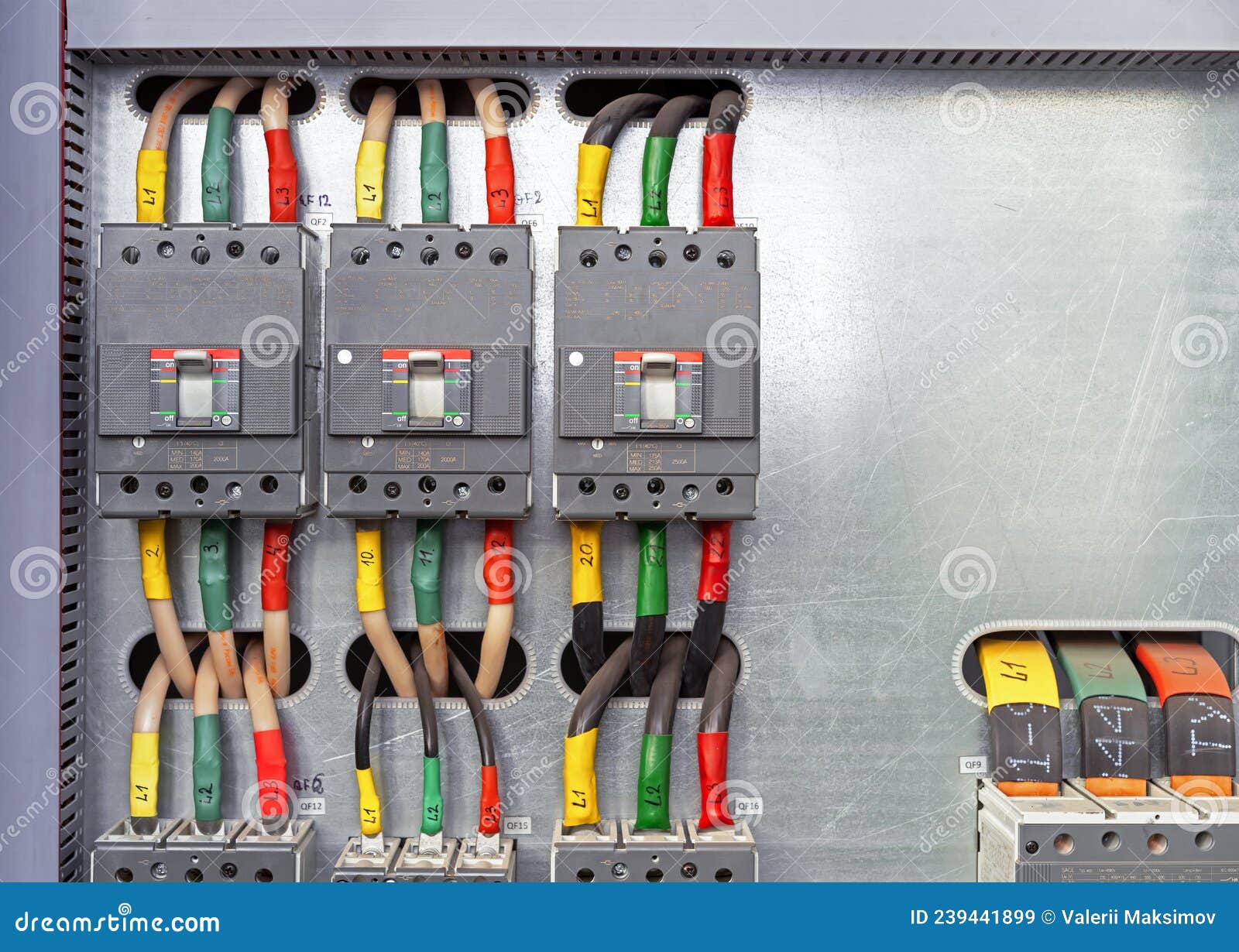 Electrical Switchboard with Different Colored Wires and Sensors ...