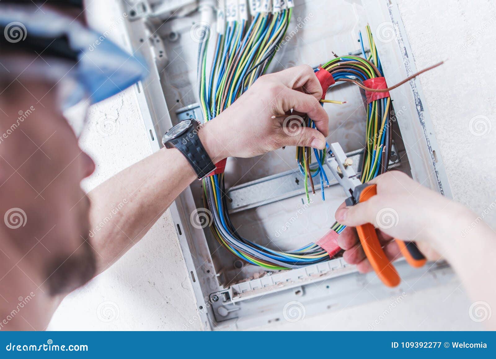 Electrical System Installation Stock Image - Image of inside, work ...