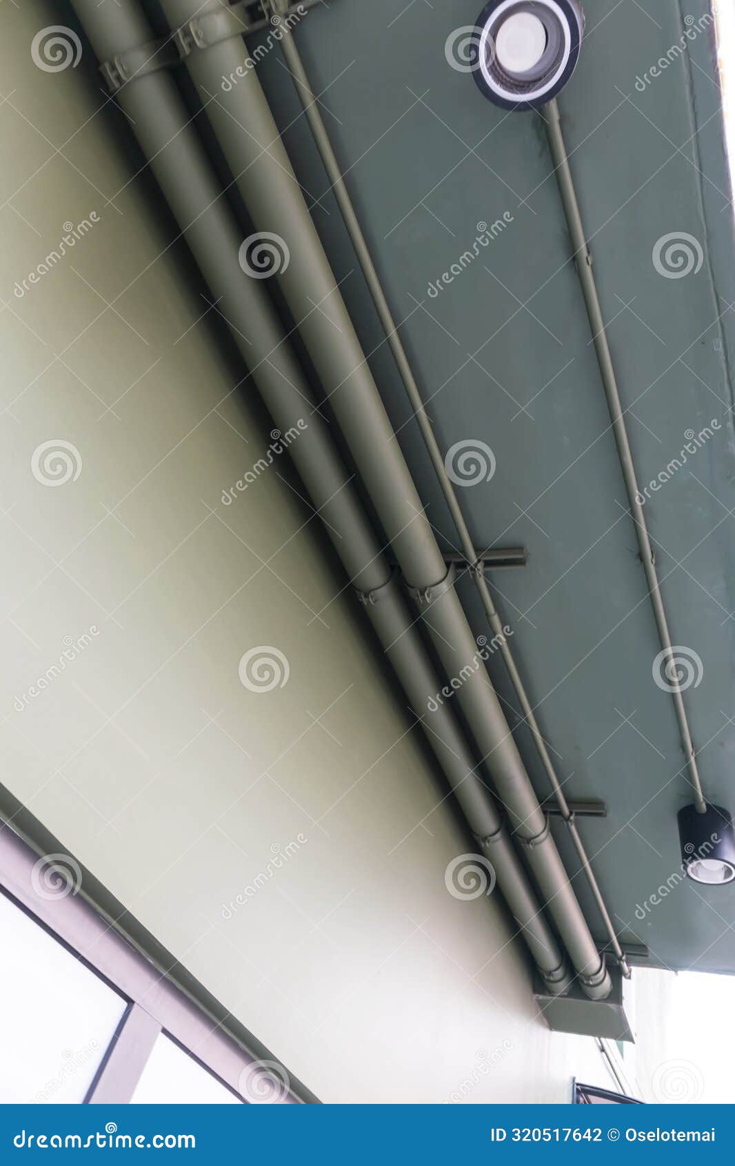 Electrical System Work, Piping and Large Wires Installed on the Ceiling ...