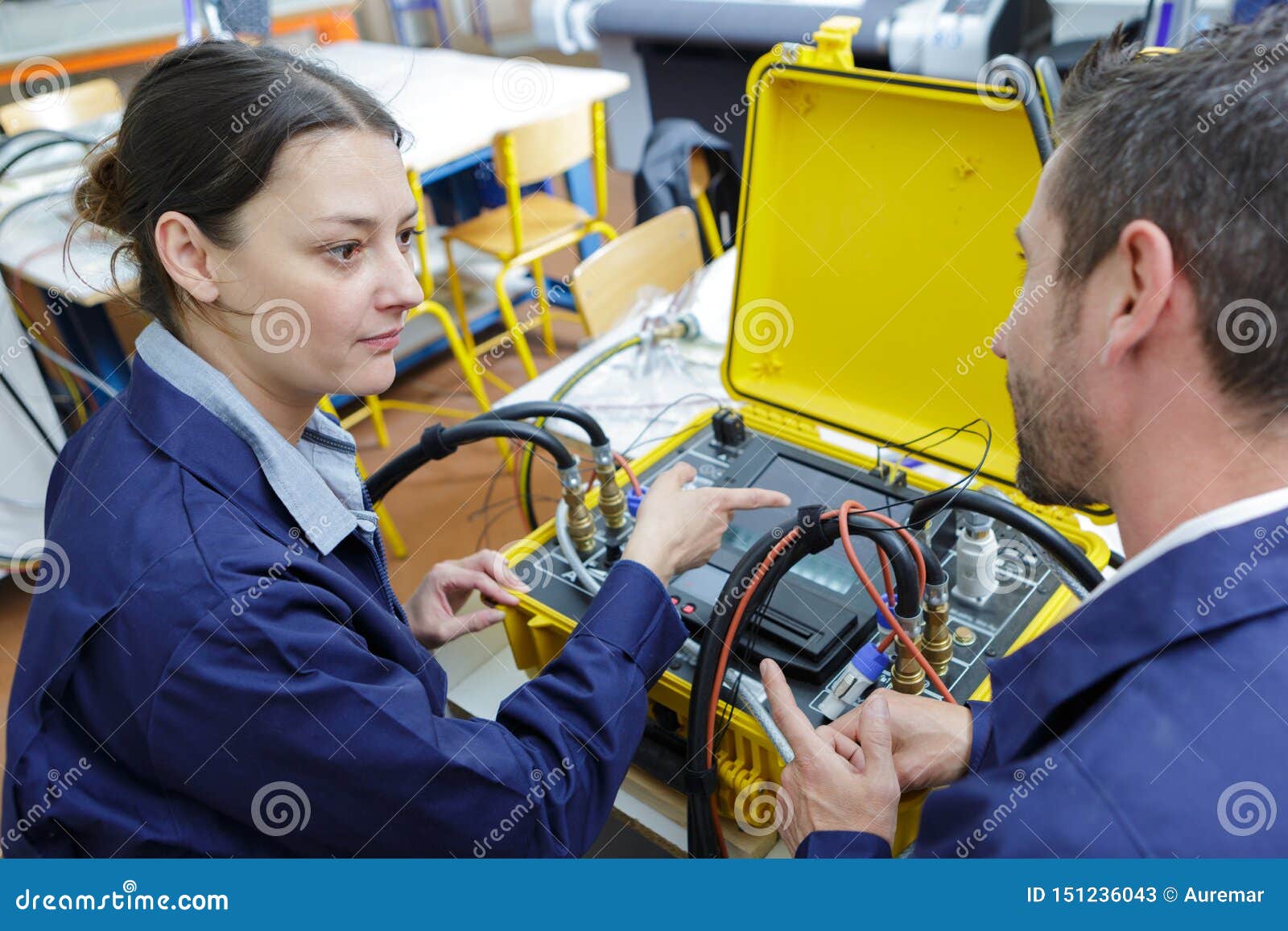 Electrical Team Installing Electrical Box Stock Image - Image of ...