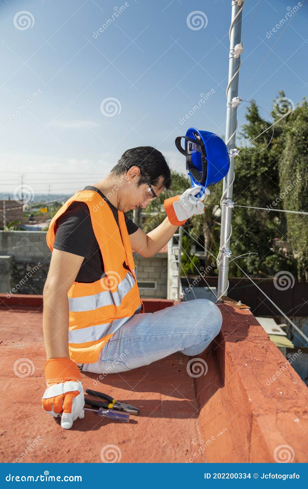 Electrical Technician Man Working Stock Photo - Image of pandemic ...