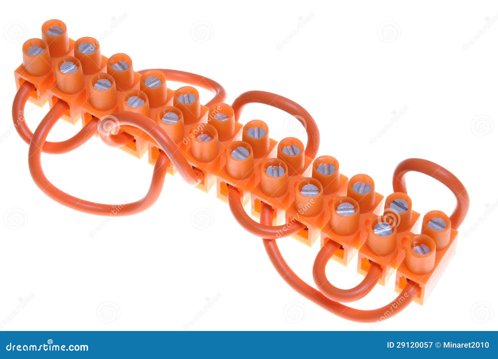 Terminal Block On 12 Contacts For Connection Of Electric Wires. Set Of ...