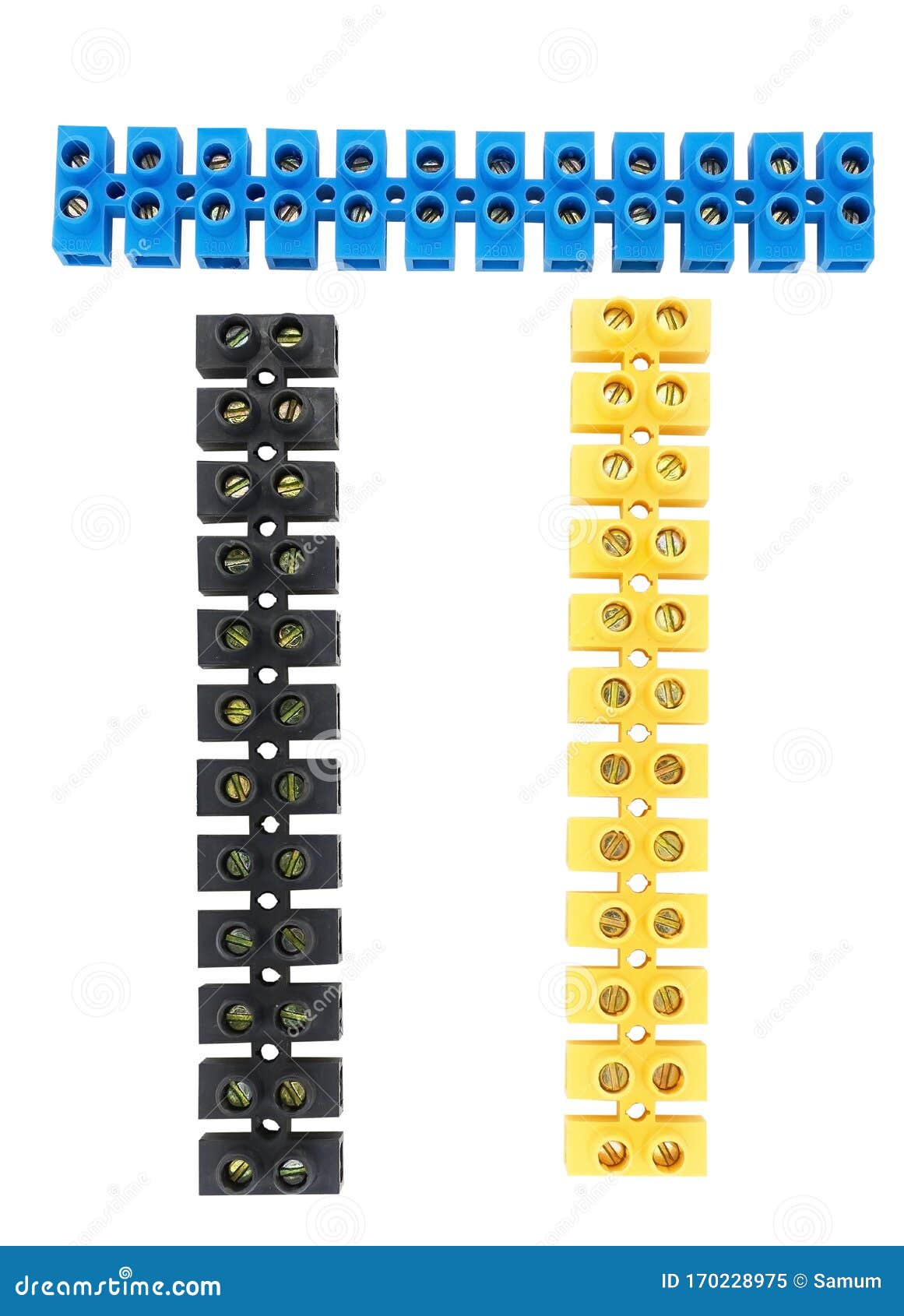 Electrical Terminal Blocks Isolated on White Stock Image - Image of ...