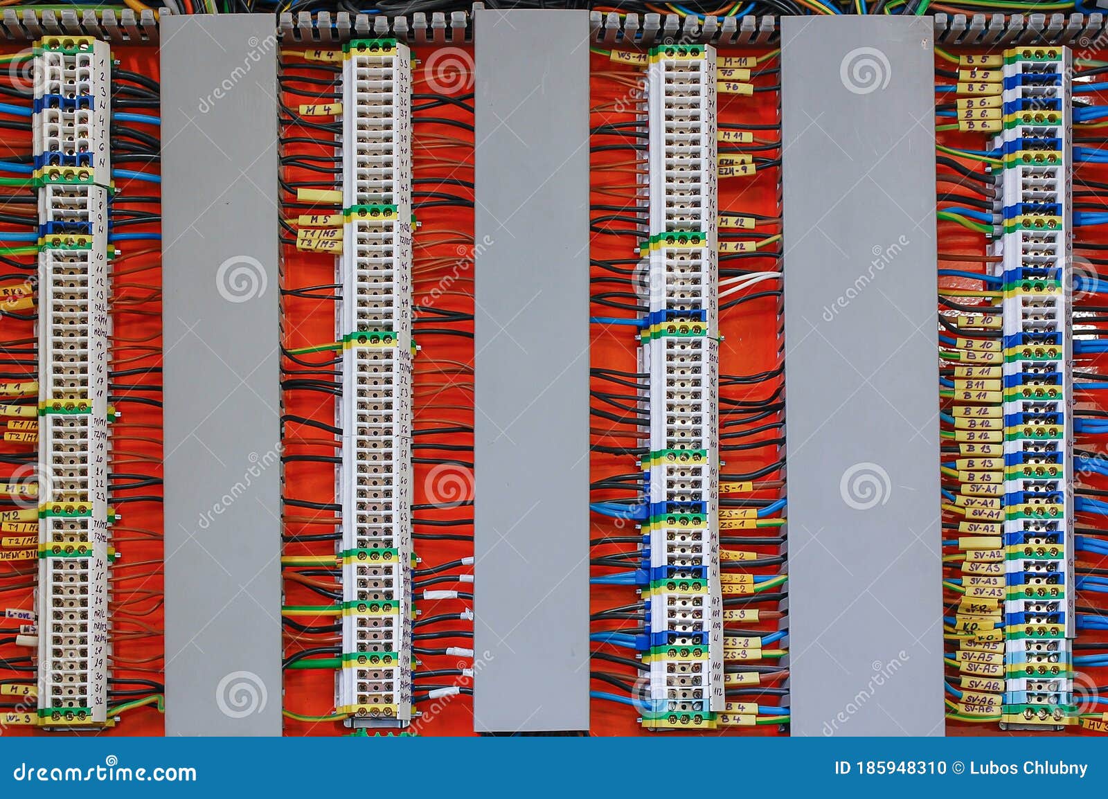 Electrical Terminal in Junction Box. Electrical Wires and Cables Stock ...
