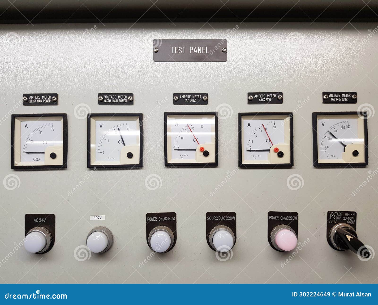Electrical Test Panel with Voltage and Amper Meter Stock Image - Image ...