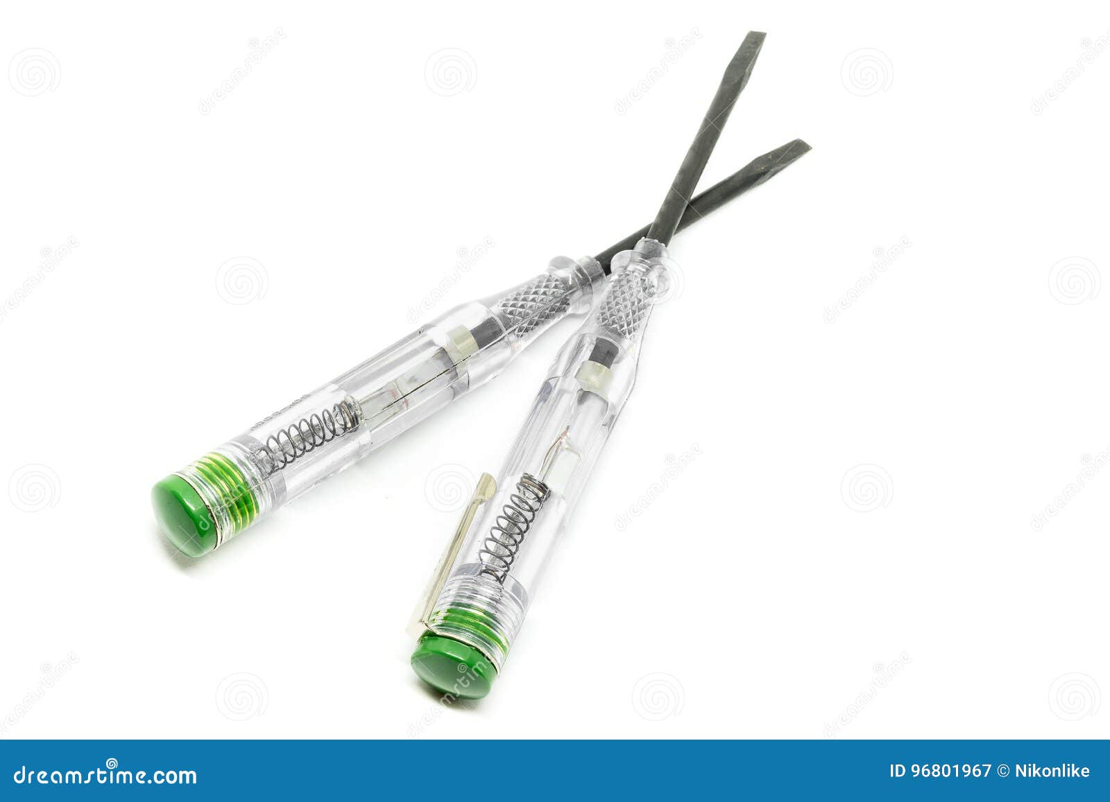 Electrical Tester Screwdriver on White Background. Stock Image - Image ...