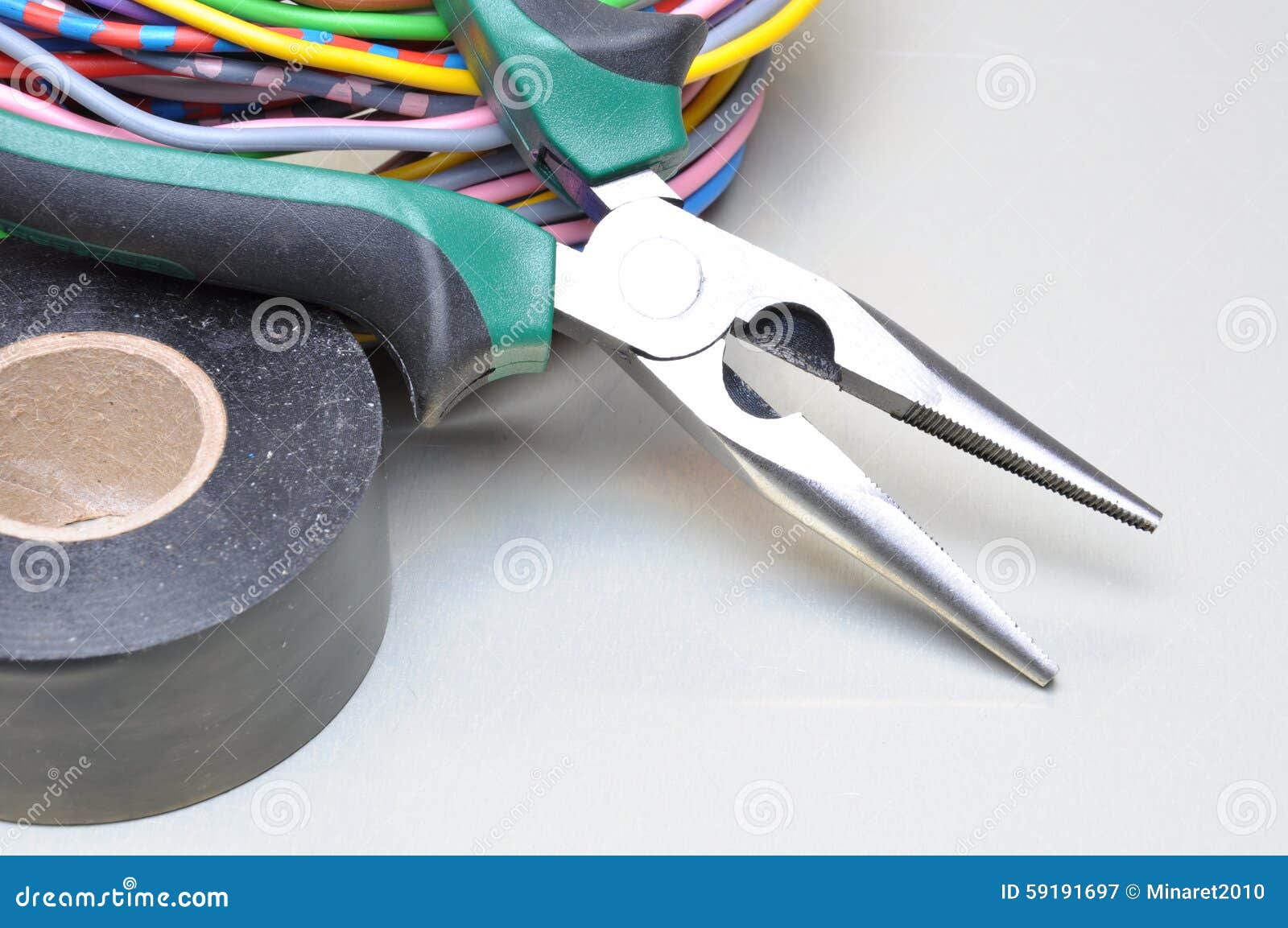 Electrical Tools and Cables Stock Image - Image of green, installation ...