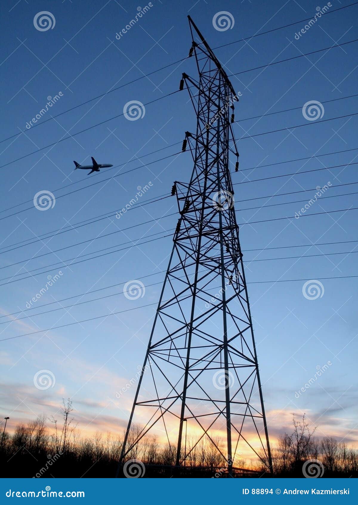 Electrical Tower stock photo. Image of plane, tall, airplane - 88894