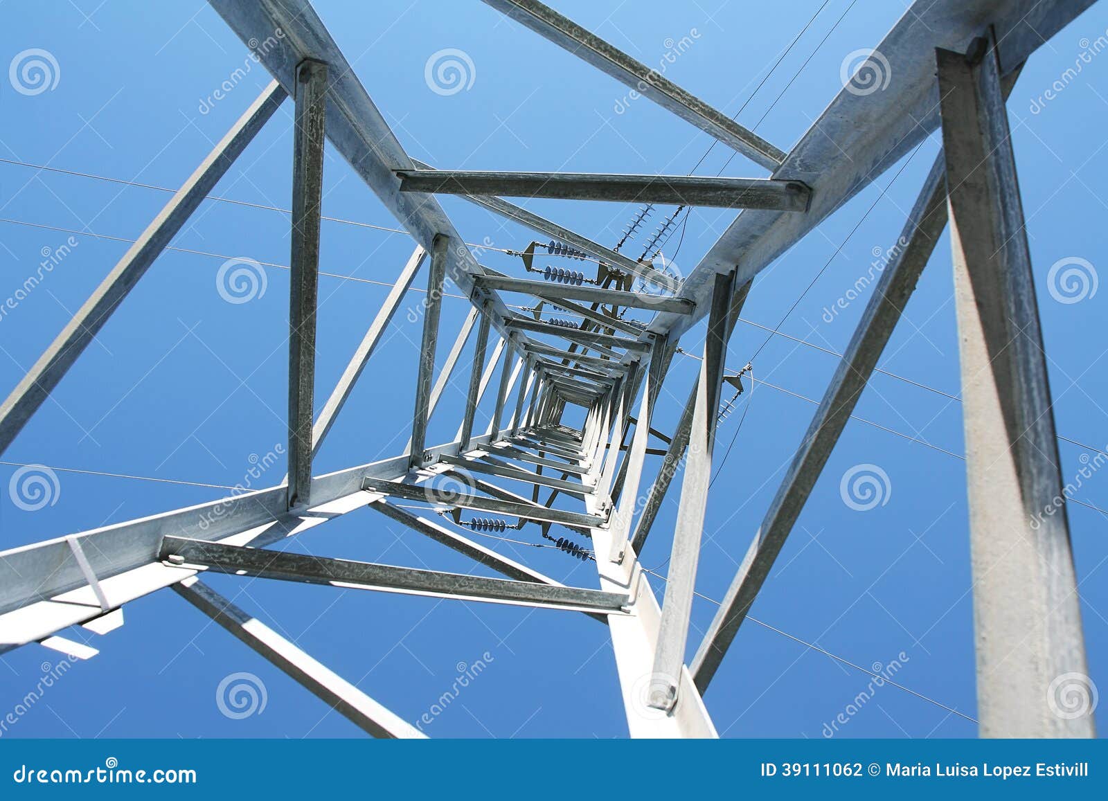 Electrical Tower With Blue Sky Background. Old Simple Rural Weathered ...