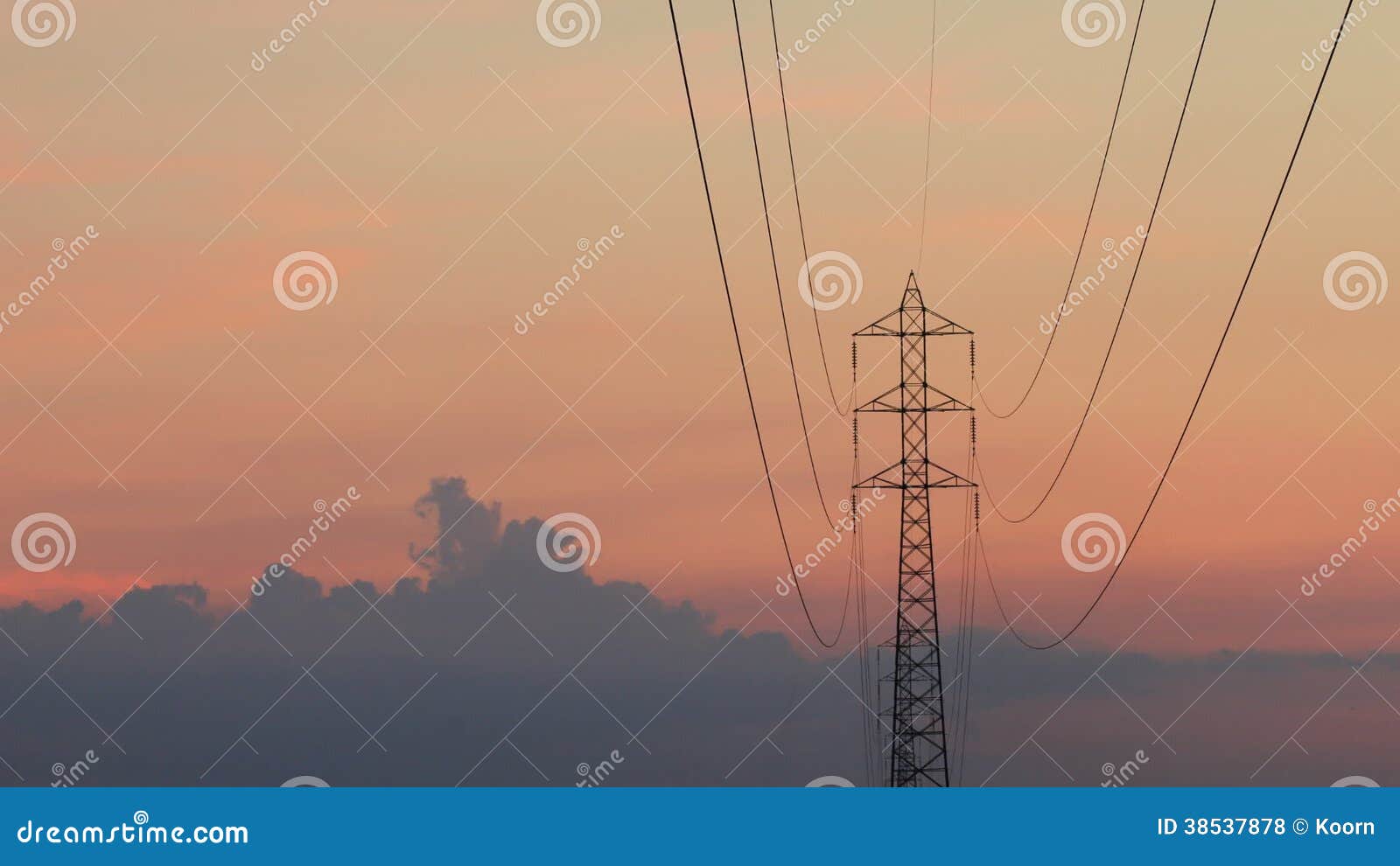 Electrical Tower with Clouds Move and Sunset Stock Video - Video of ...