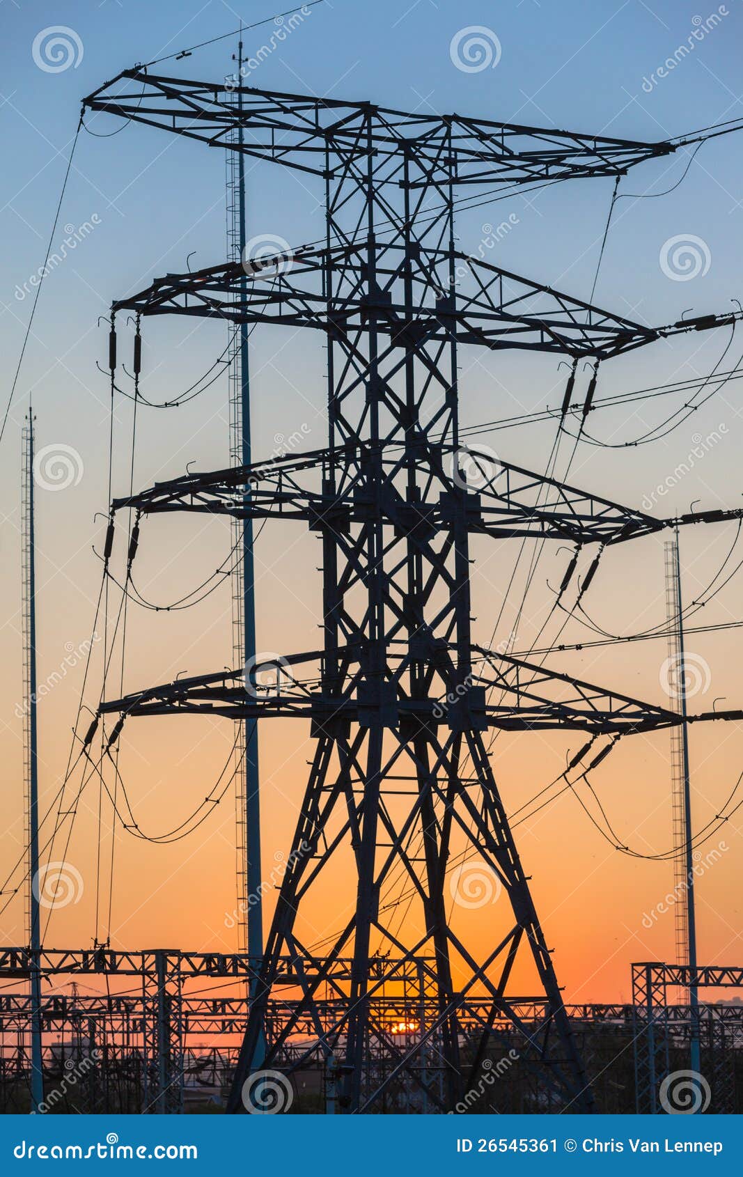 Electrical Tower Distribution Station Stock Image - Image of ...
