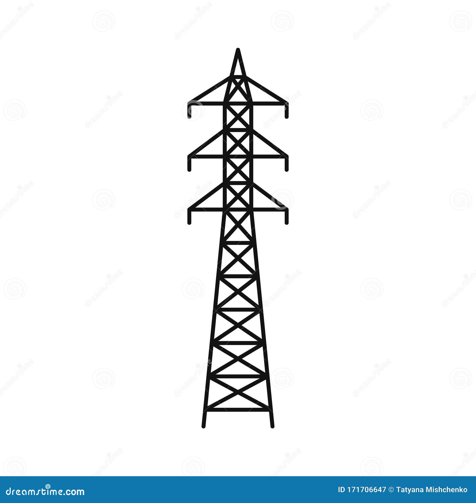 Electrical Tower Icon On White Background. Flat Style. Electricity Sign ...