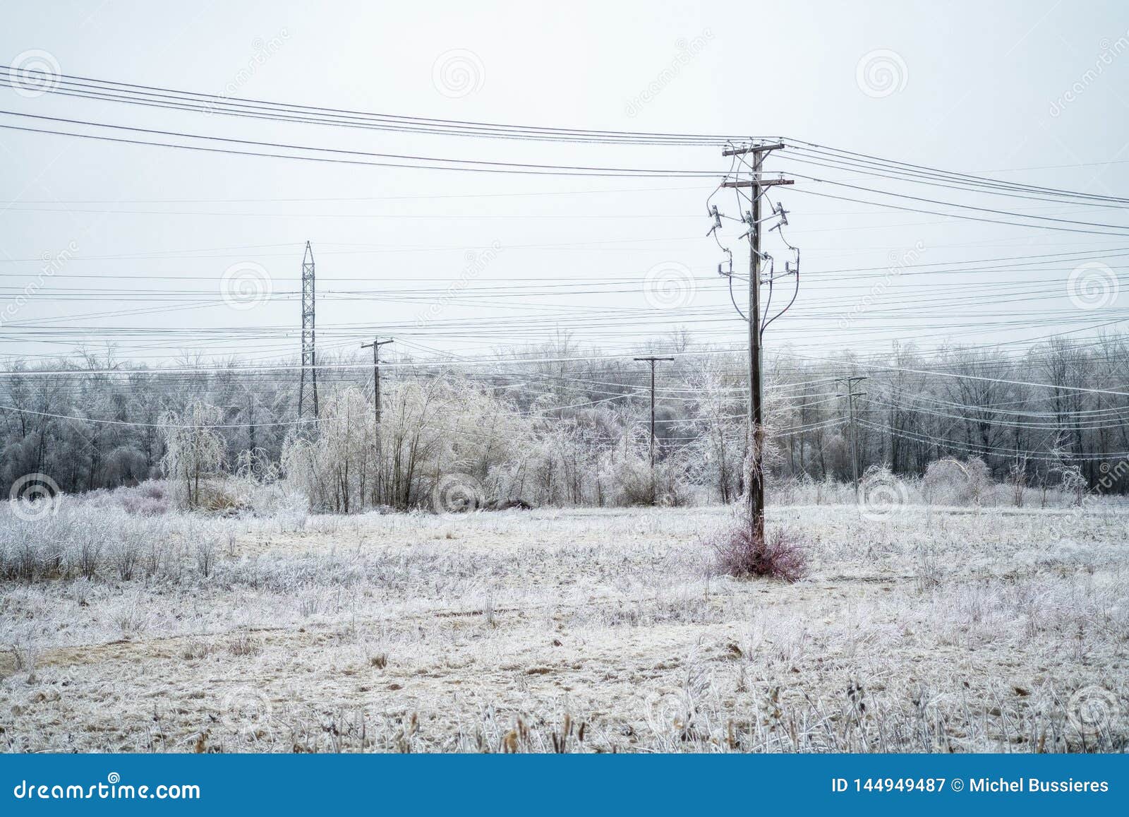 Electrical Power Field with Freezing Rain Stock Image - Image of ...
