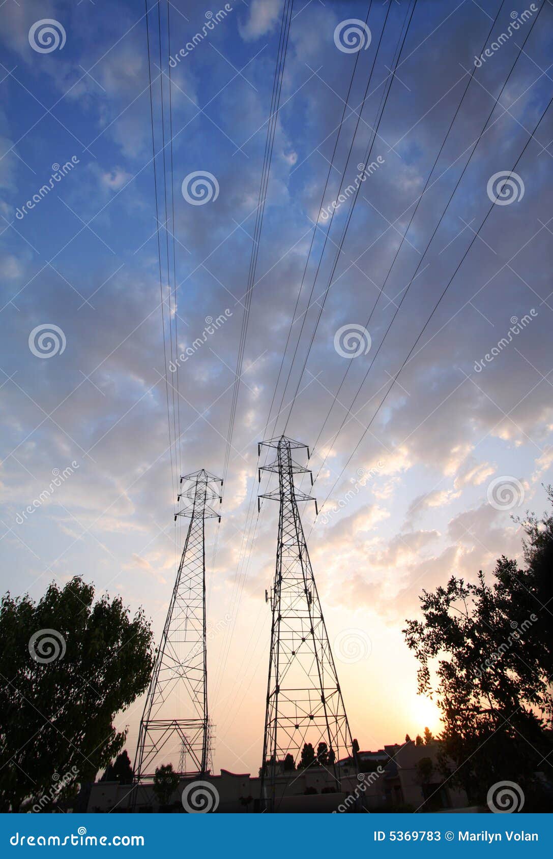 Electrical Towers on Big Sky Stock Image - Image of backdrop, colour ...