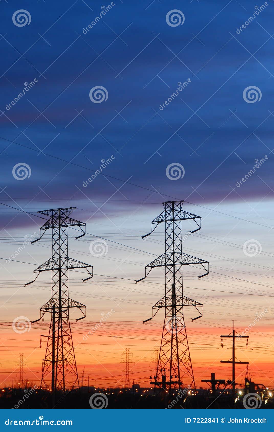 Electrical Towers with Colored Sky Stock Image - Image of space ...