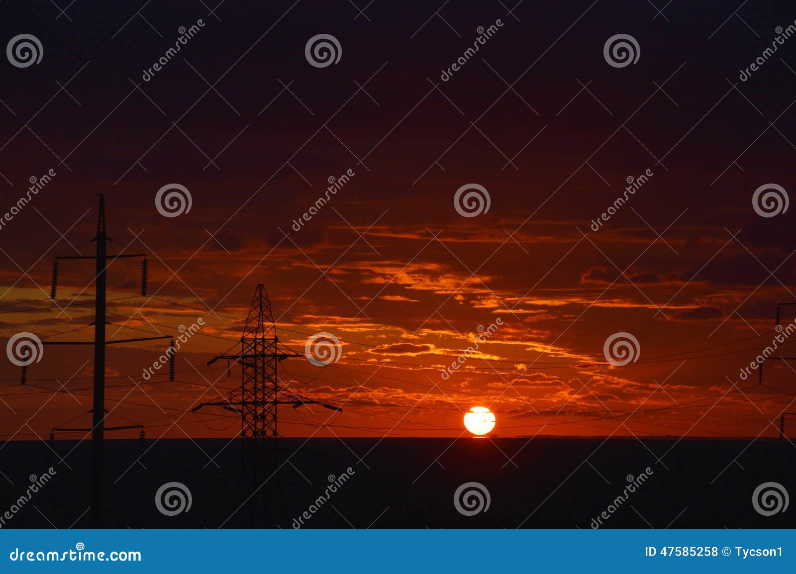 Electrical towers stock photo. Image of clouds, colorful - 47585258