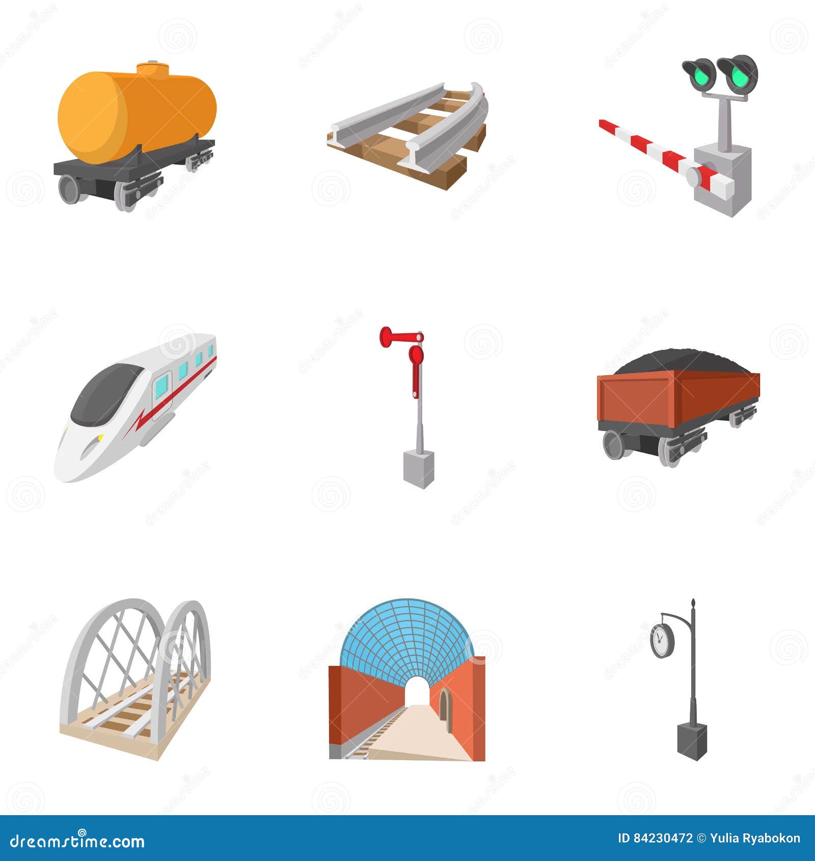 Electrical Train Icons Set, Cartoon Style Stock Vector - Illustration ...