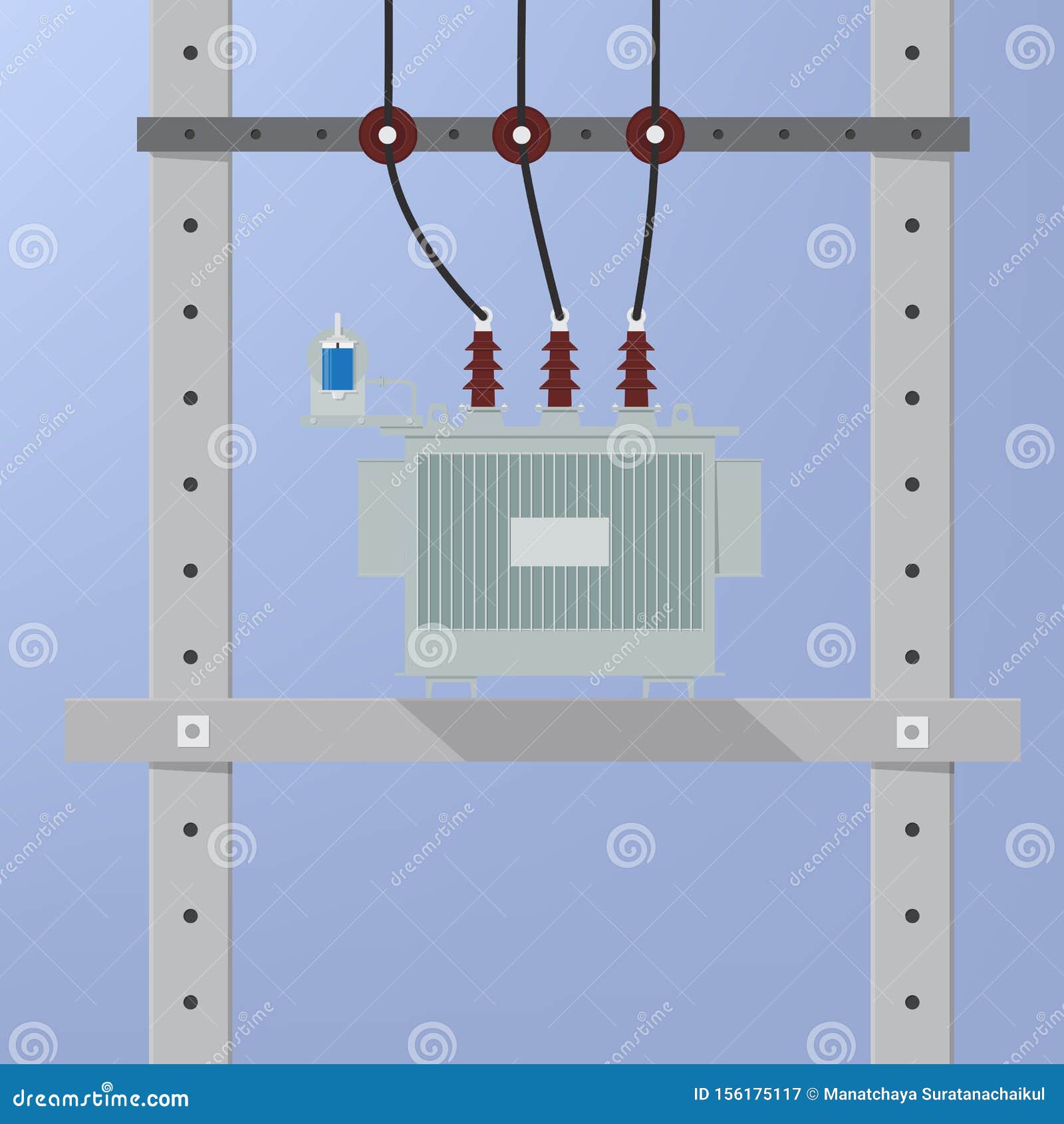 Electrical Tranformer Vector Flat Design. Stock Vector - Illustration ...