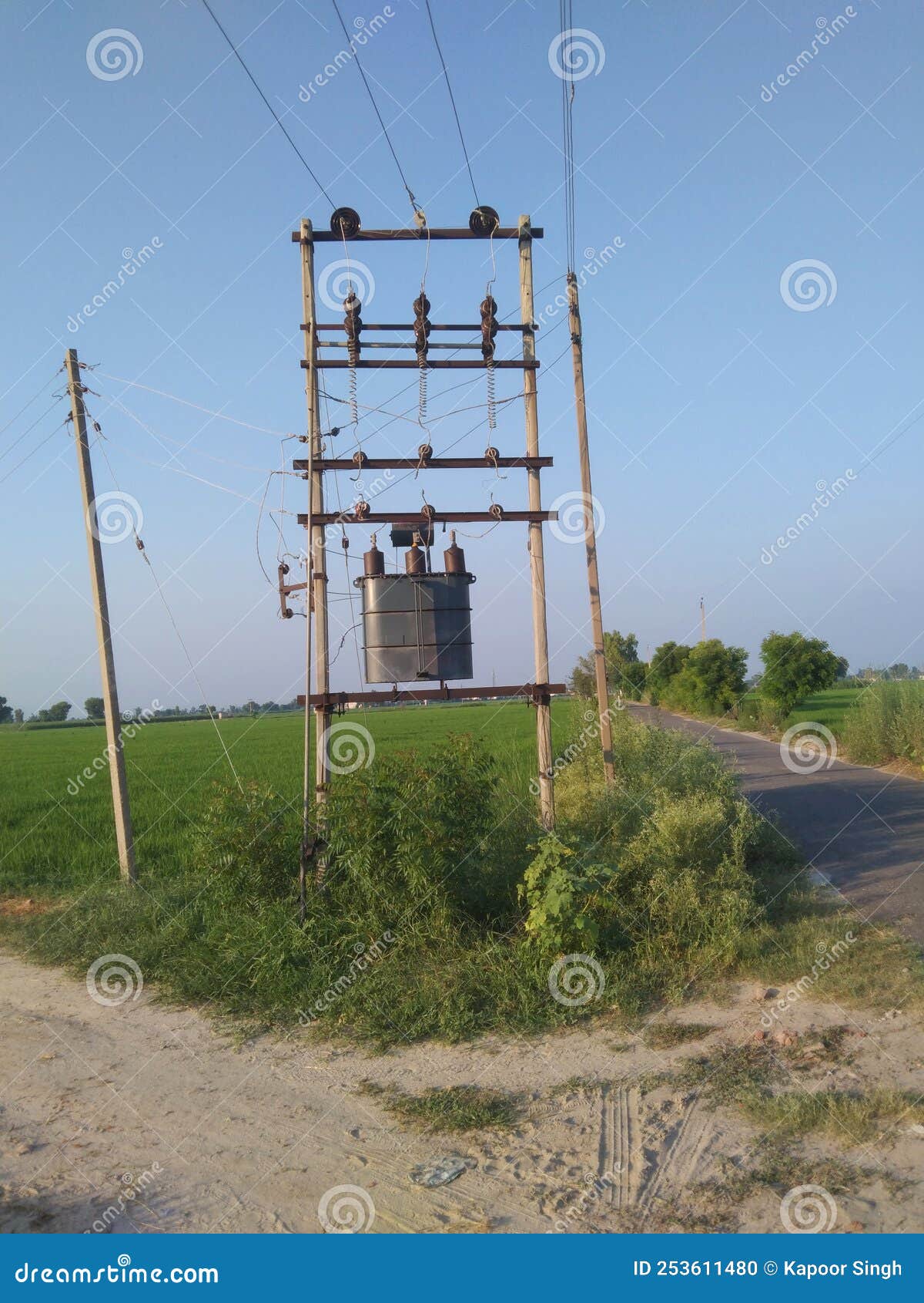 Electrical Transformer in Field for Agriculture Stock Photo - Image of ...