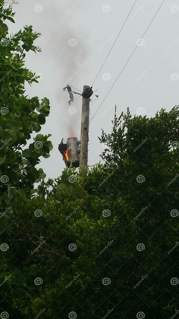 Electrical Transformer on Fire Stock Image - Image of lightning, struck ...