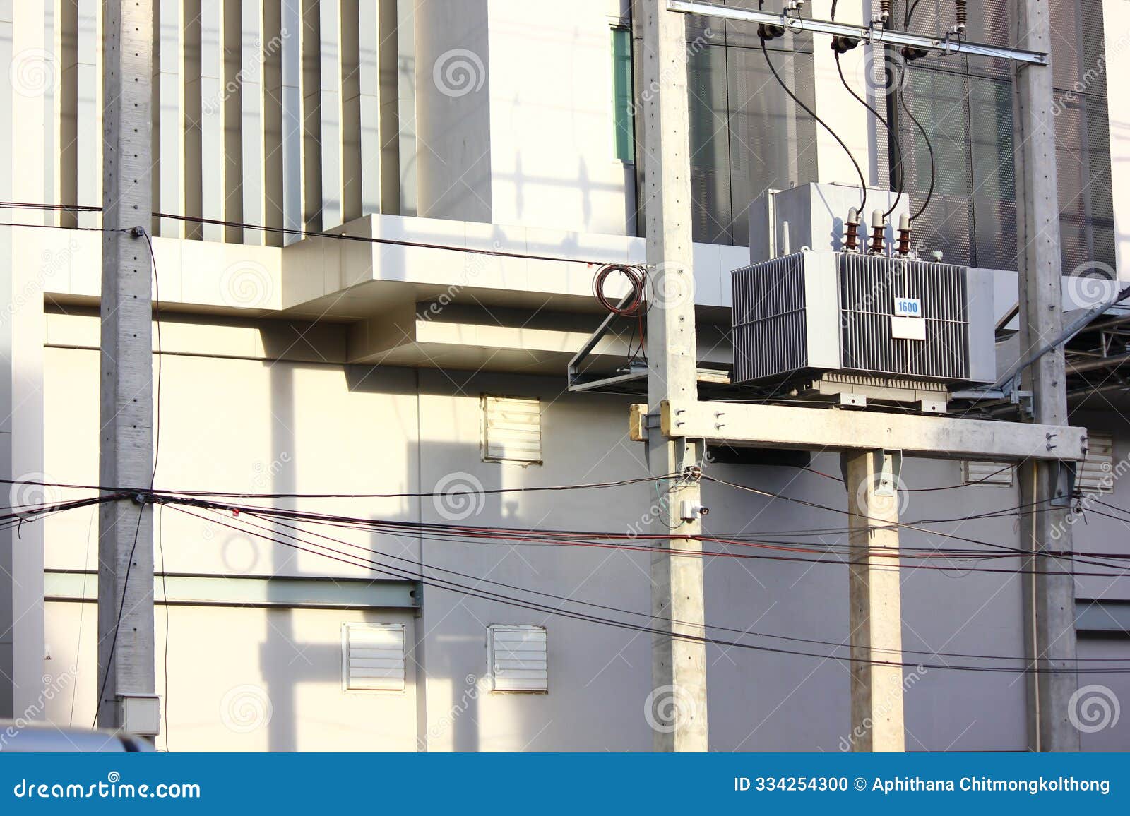 Electrical Transformer Install on Pole Supply Power To Building Stock ...