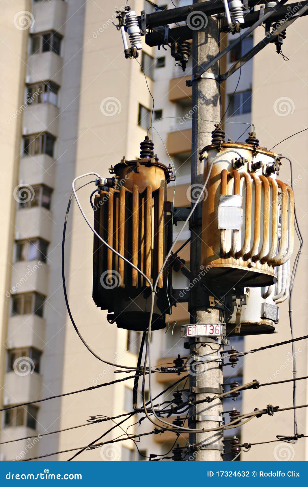 Electrical Transformer on Pole Stock Photo - Image of infrastructure ...