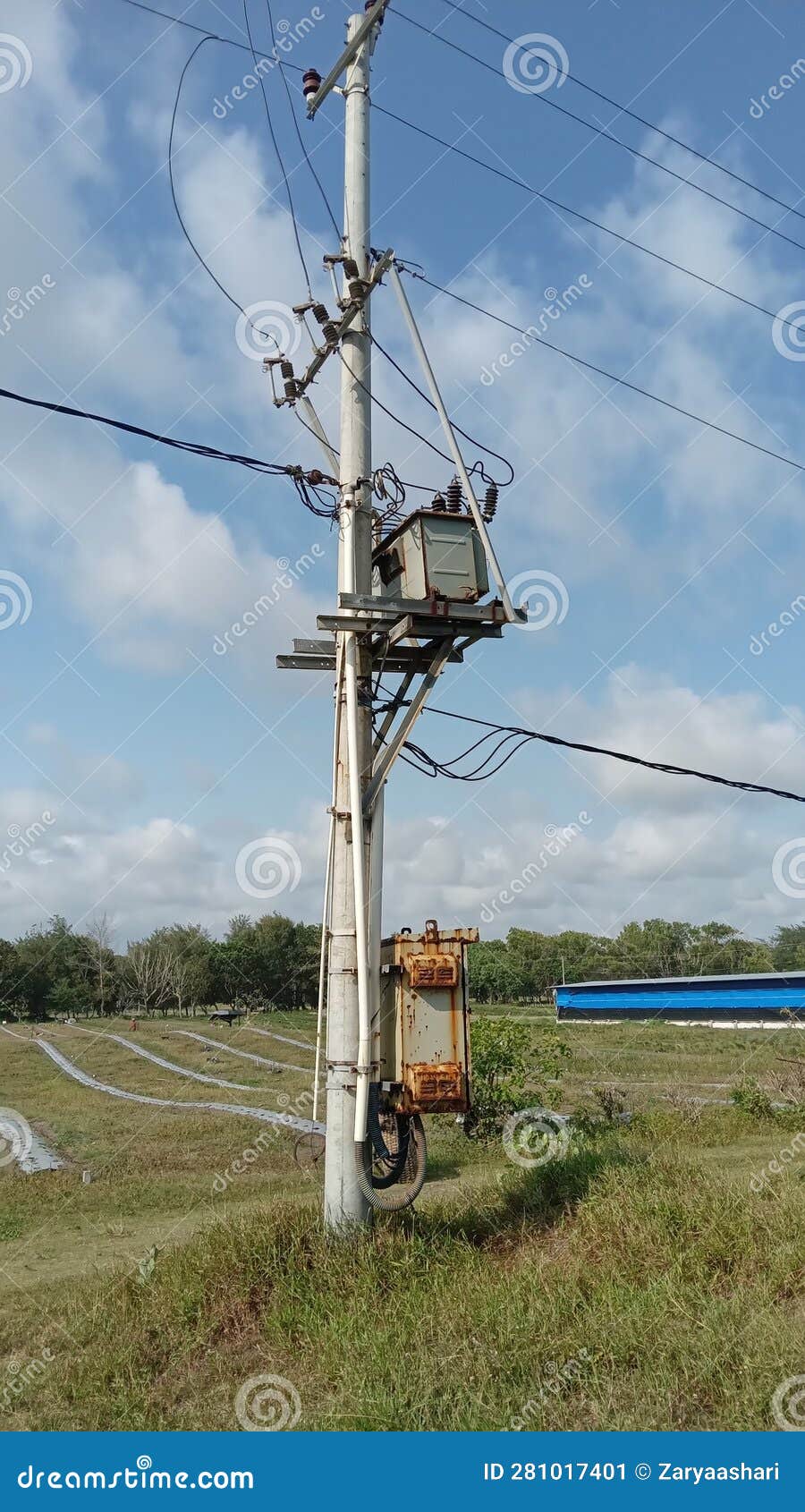 Electrical Transformer Pole Stock Image - Image of electrical, caution ...