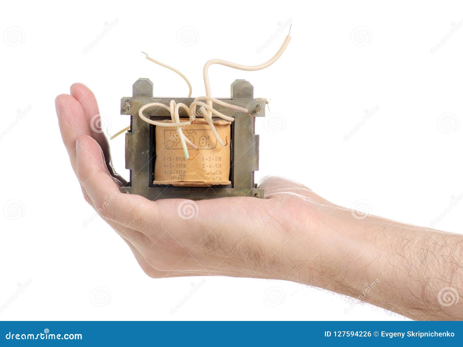 Electrical Transformer Power in Hand Stock Photo - Image of path, metal ...