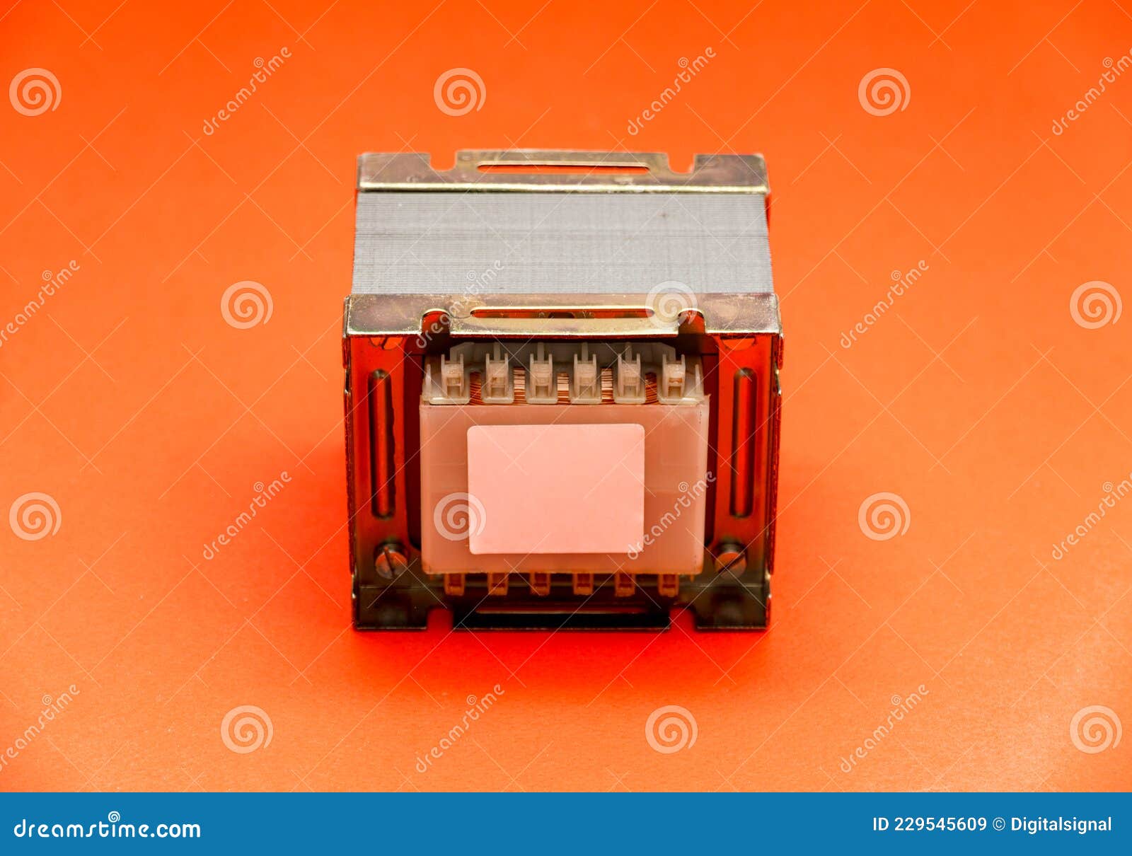 Electrical Transformer Square Type Isolated on Red Background Stock ...