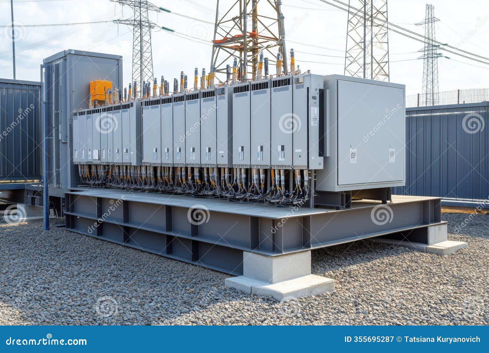 Electrical Transformer Station with Multiple Units and Power Lines ...
