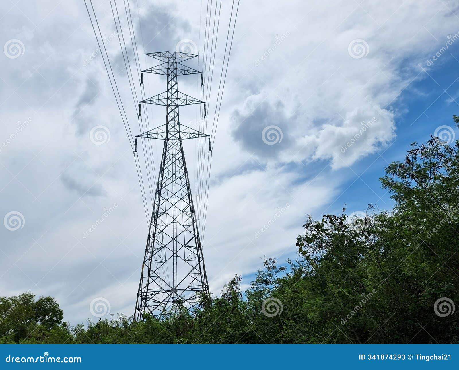 The Electrical Transmission Line High-Voltage Tower Crossing Over the ...