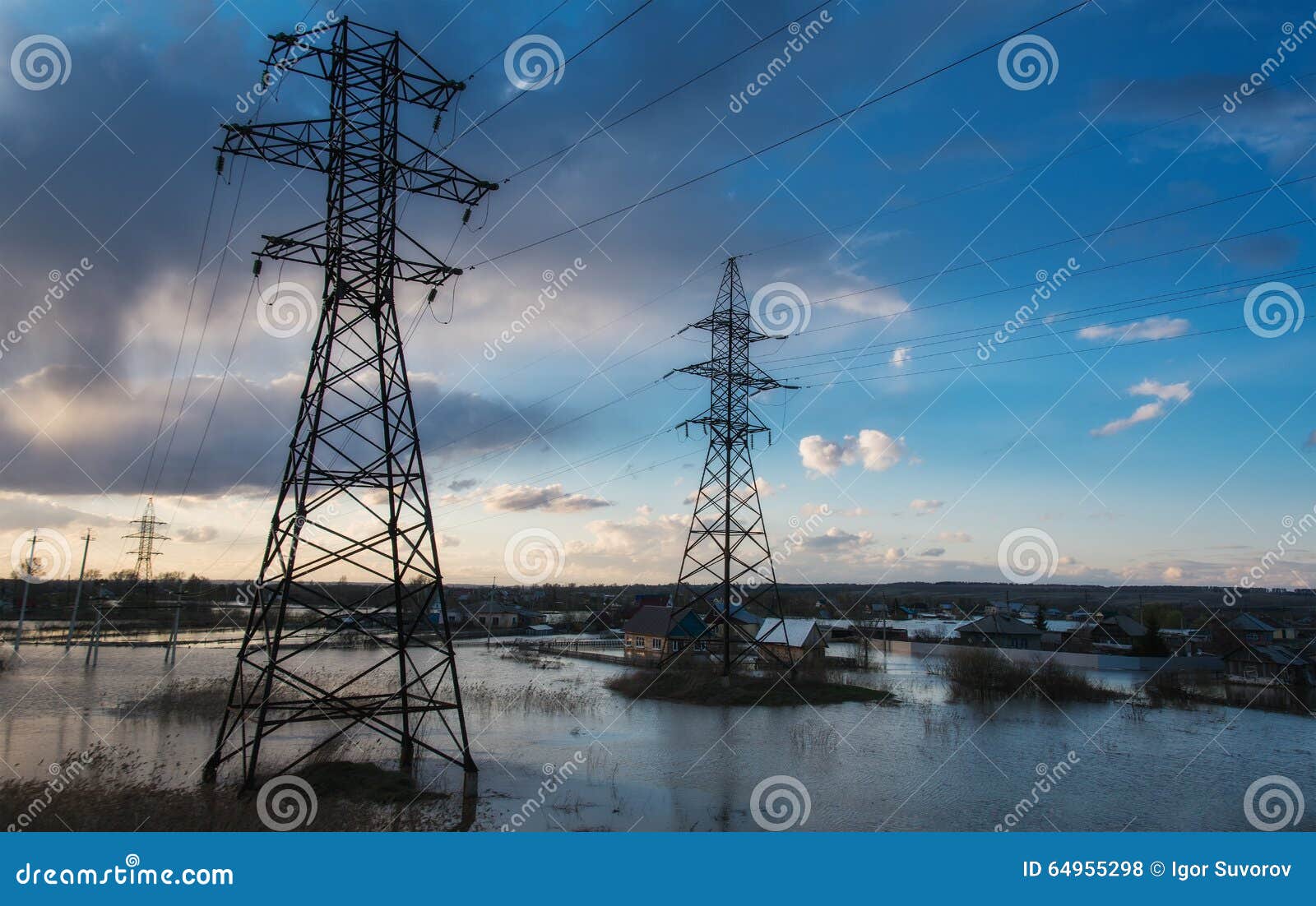 Electrical Transmission Lines in the Water Stock Photo - Image of grid ...