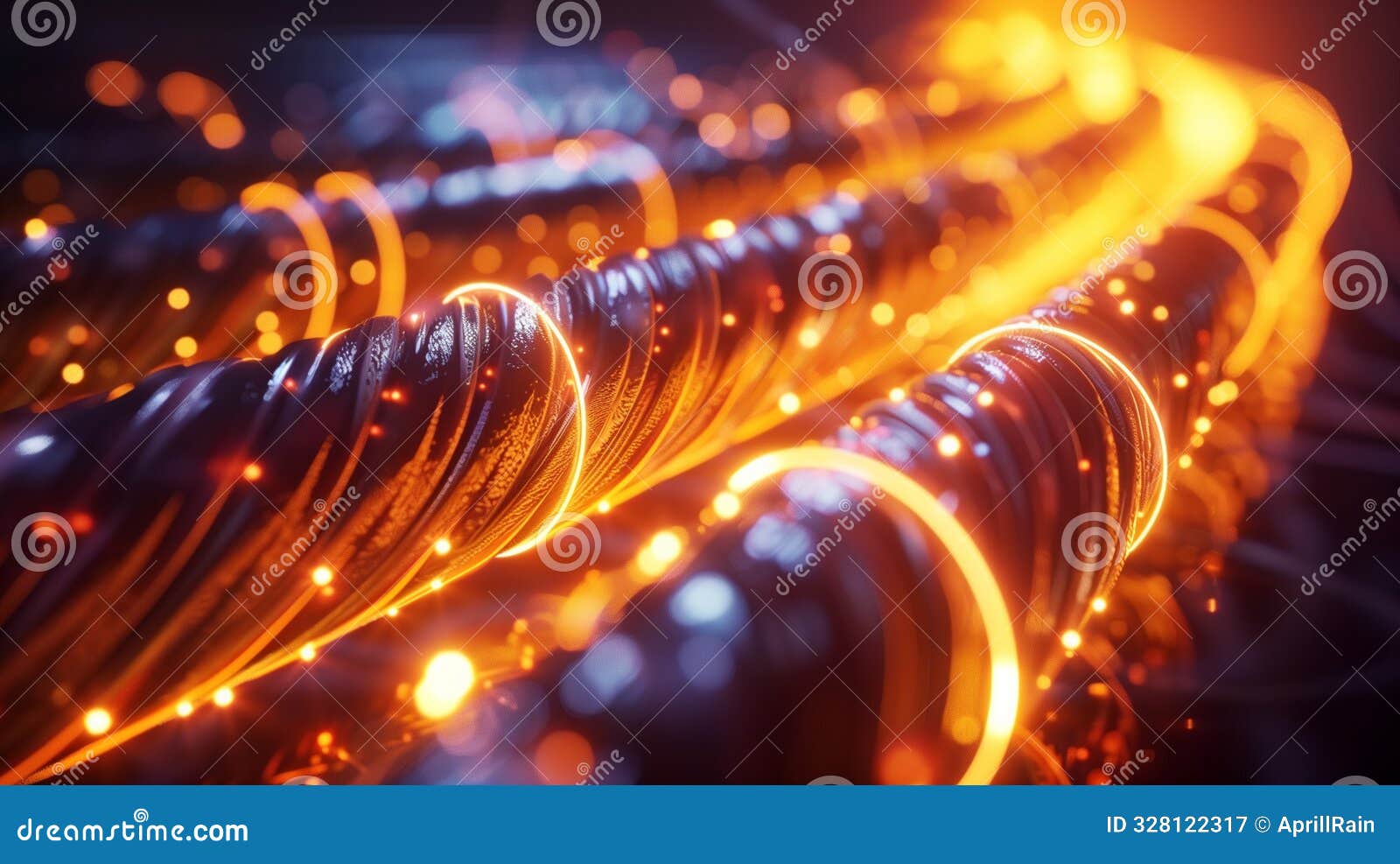 Electrical Transmission Tower with Light Trails and Cabels Stock Image ...