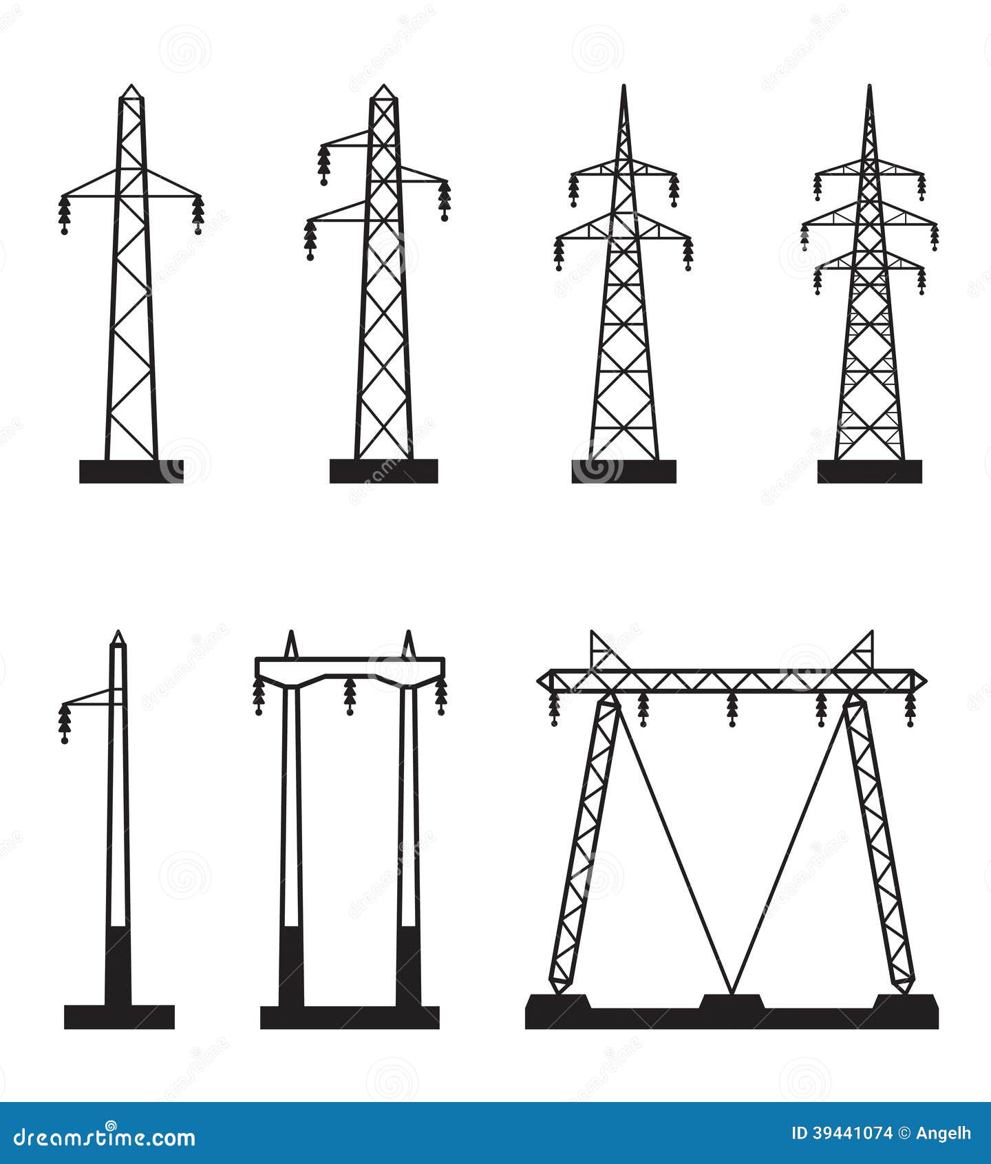 Electrical Transmission Tower Types Stock Vector - Illustration of ...
