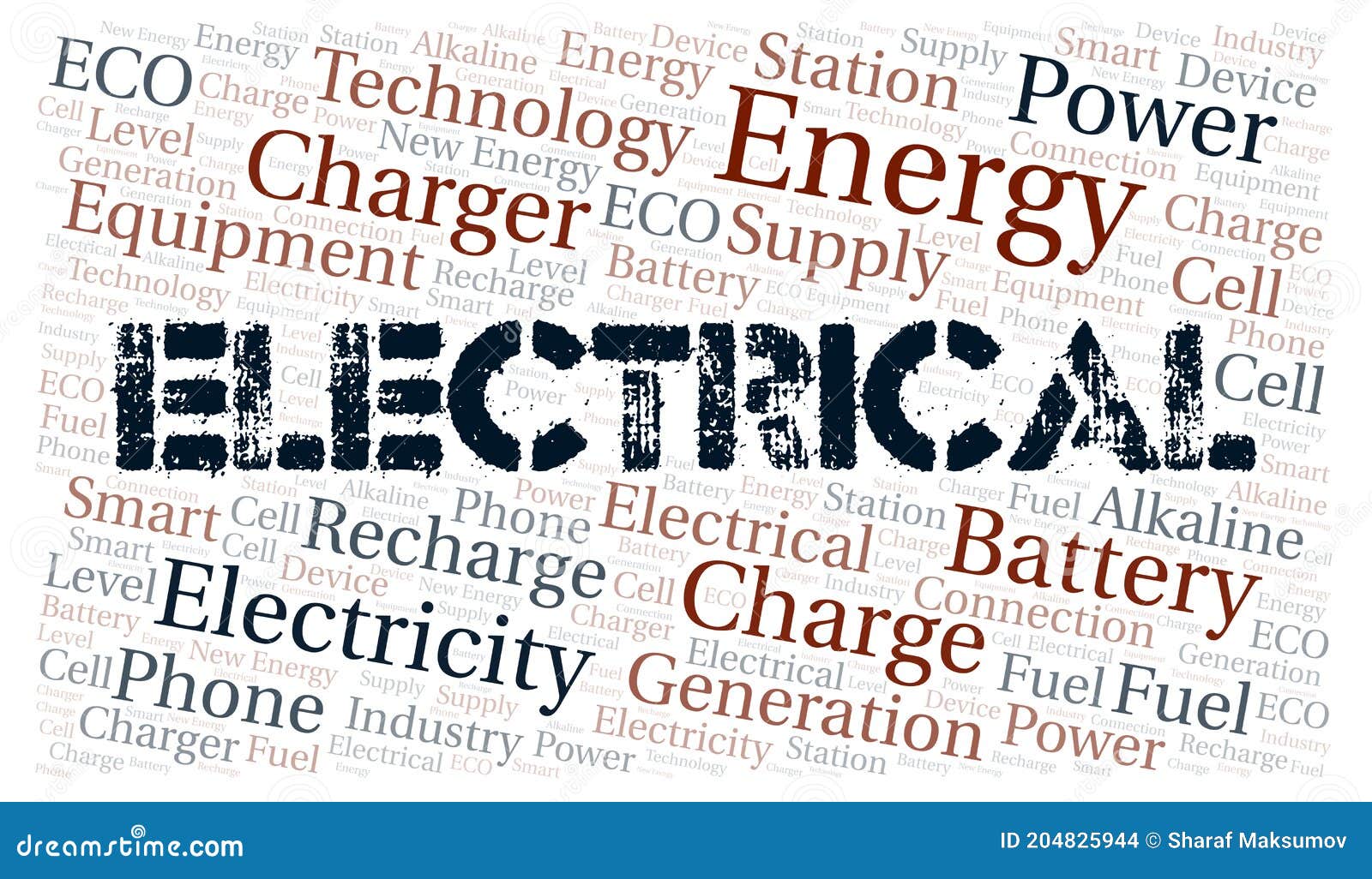Electrical Typography Word Cloud Create with the Text only. Stock ...