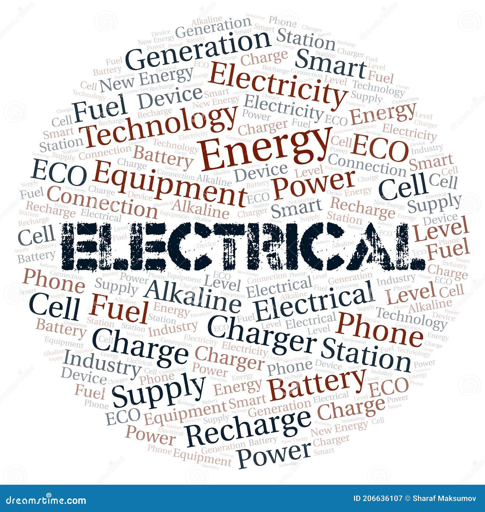 Electrical Typography Word Cloud Create with the Text only. Stock ...